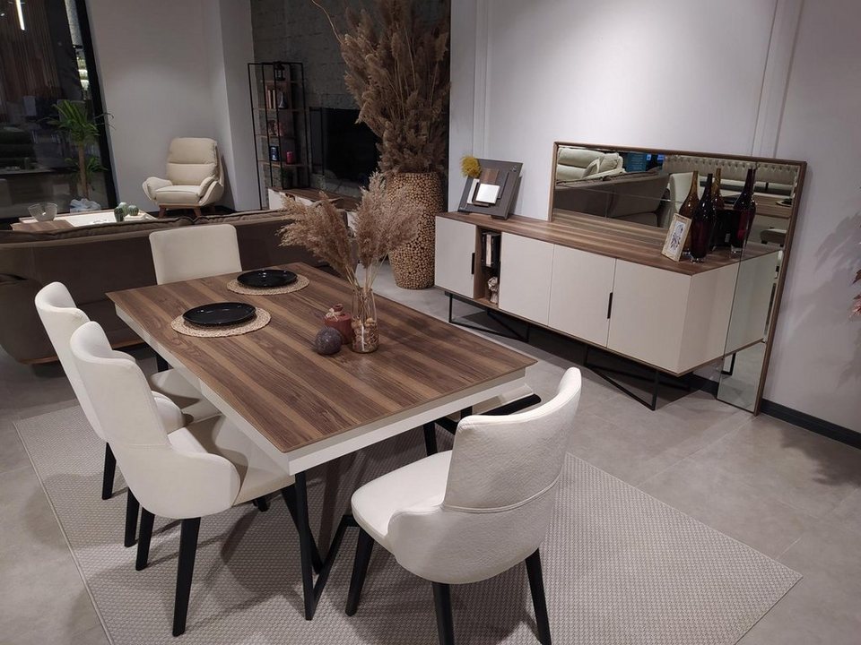 Jvmoebel Esszimmer Set Modern Esszimmer Set Tisch 4x Stühle Anrichte