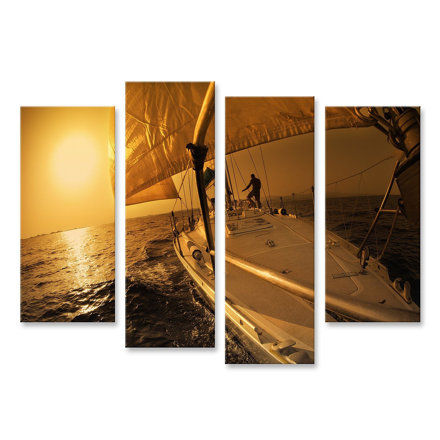 islandburner Leinwandbild Bild auf Leinwand Segelboot Sailing Im Sonnenuntergang Wandbild Poster ...