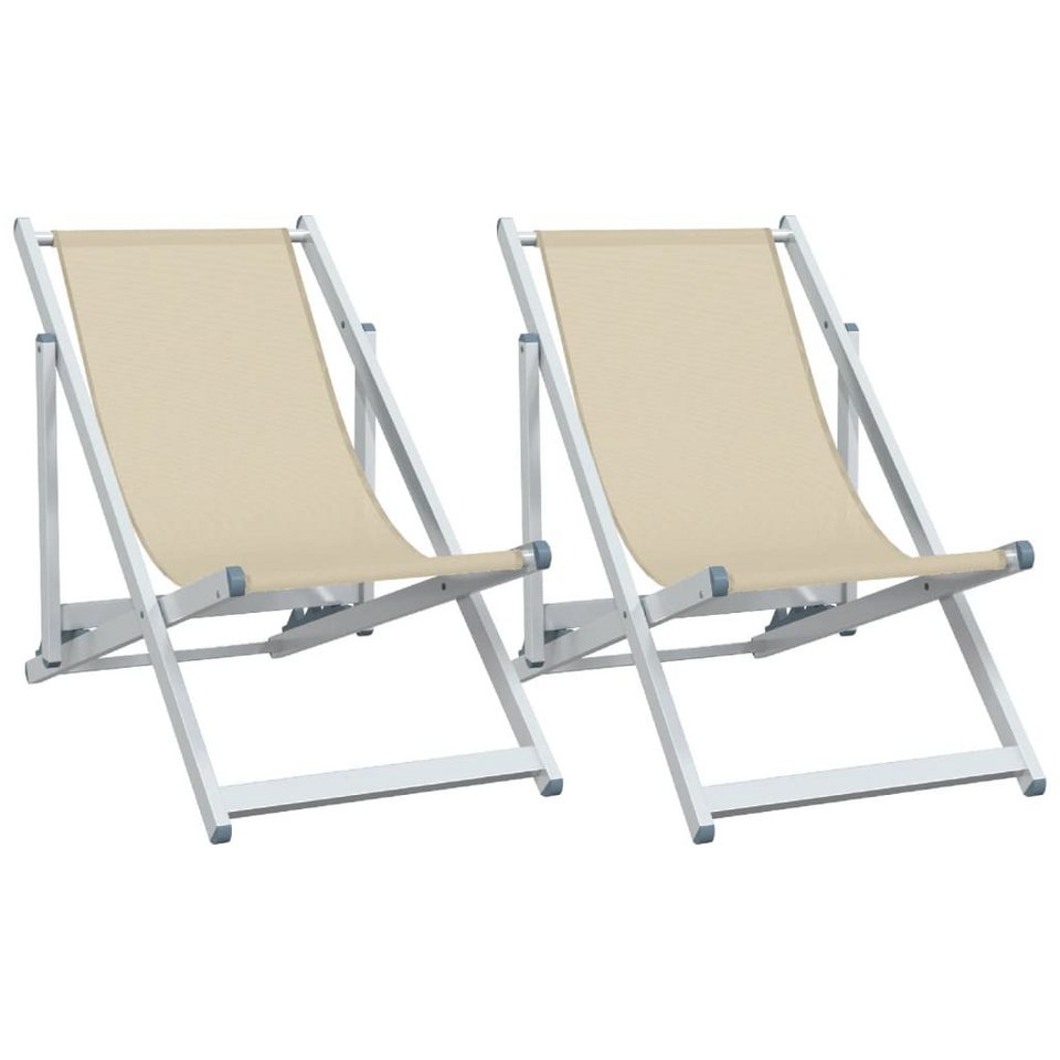 Vidaxl Gartenstuhl Strandstühle 2 Stk Klappbar Creme Aluminium Und