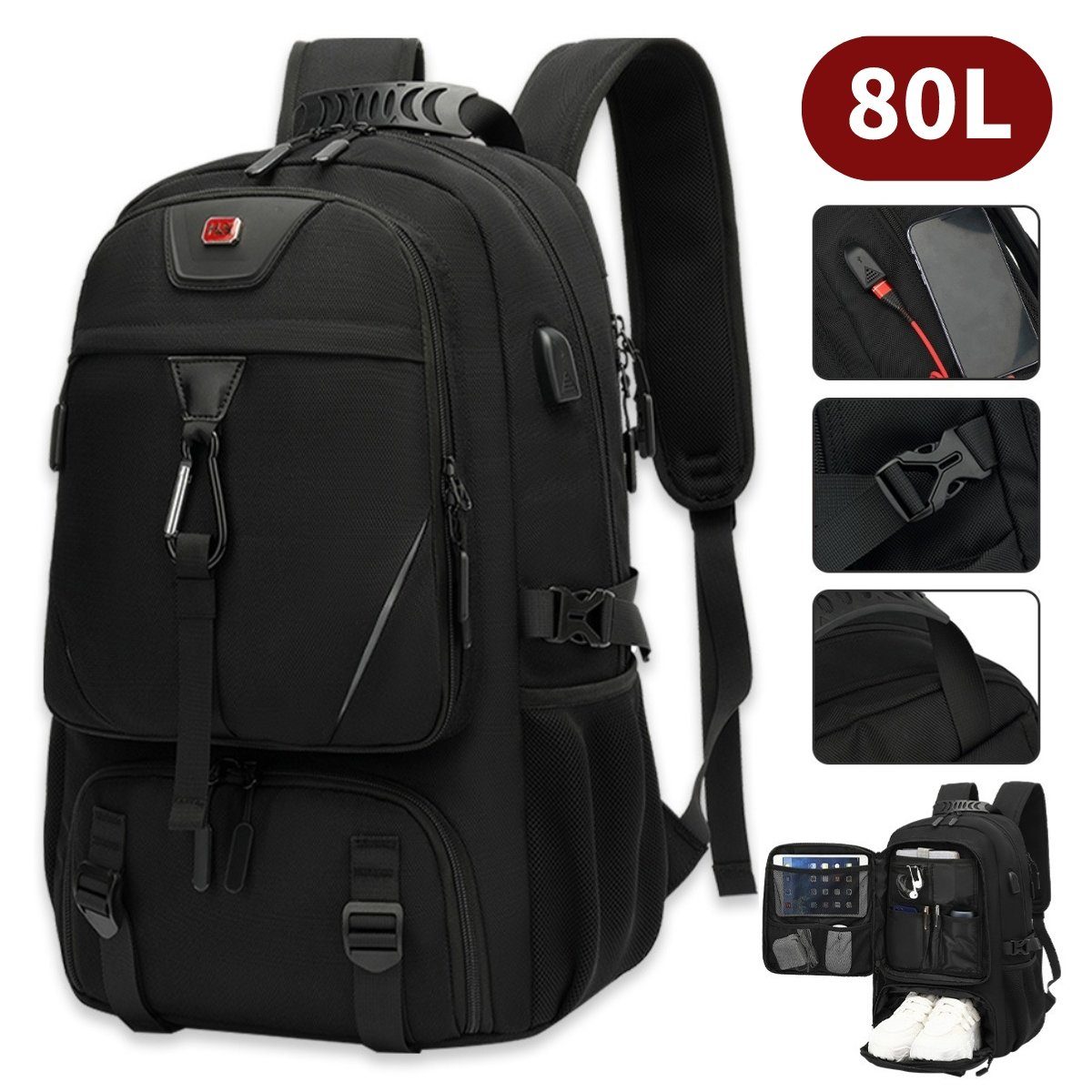 Mulisoft Tourenrucksack Wanderrucksack 80l Xxl Reiserucksack Militär