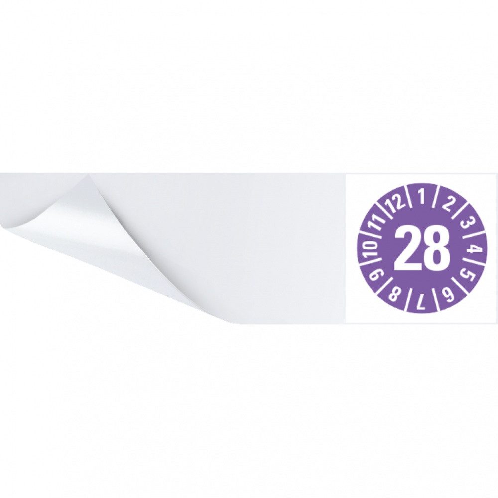 Dreifke Hinweisschild Kabelprüfplakette 28, violett, Folie, selbstklebend, 95x25mm, 6 Stk.