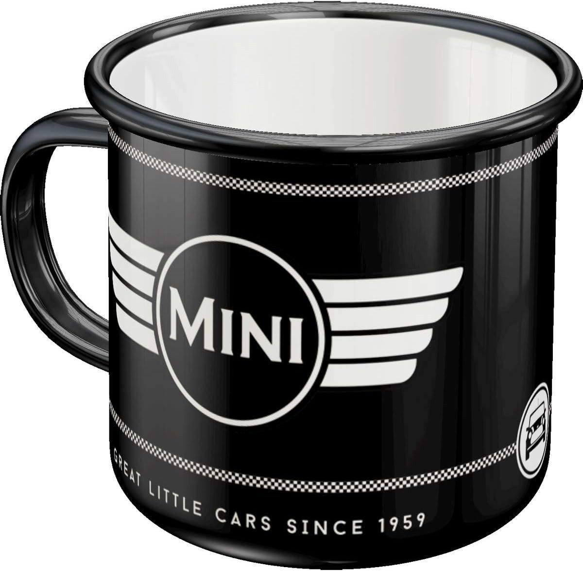 MINI Tasse Mini Logo Black Classic Emaille Kaffee Becher Kaffeetasse ...