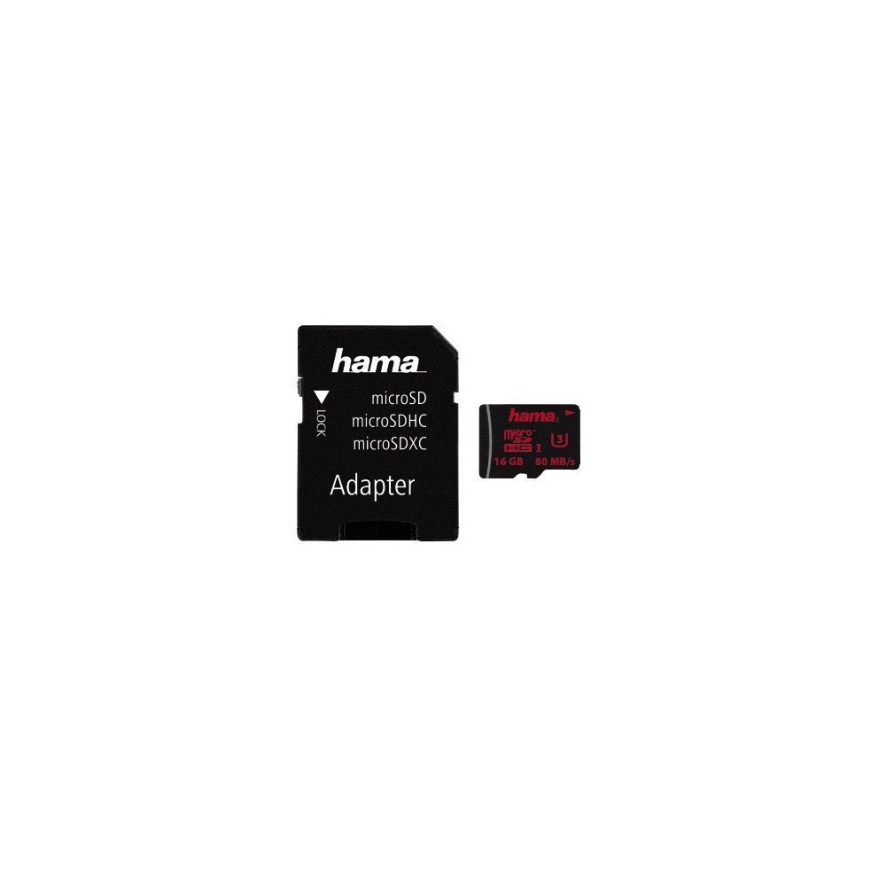 Hama microSDHC 16GB UHS Speed Class 3 + Adapter/Mobile Speicherkarte