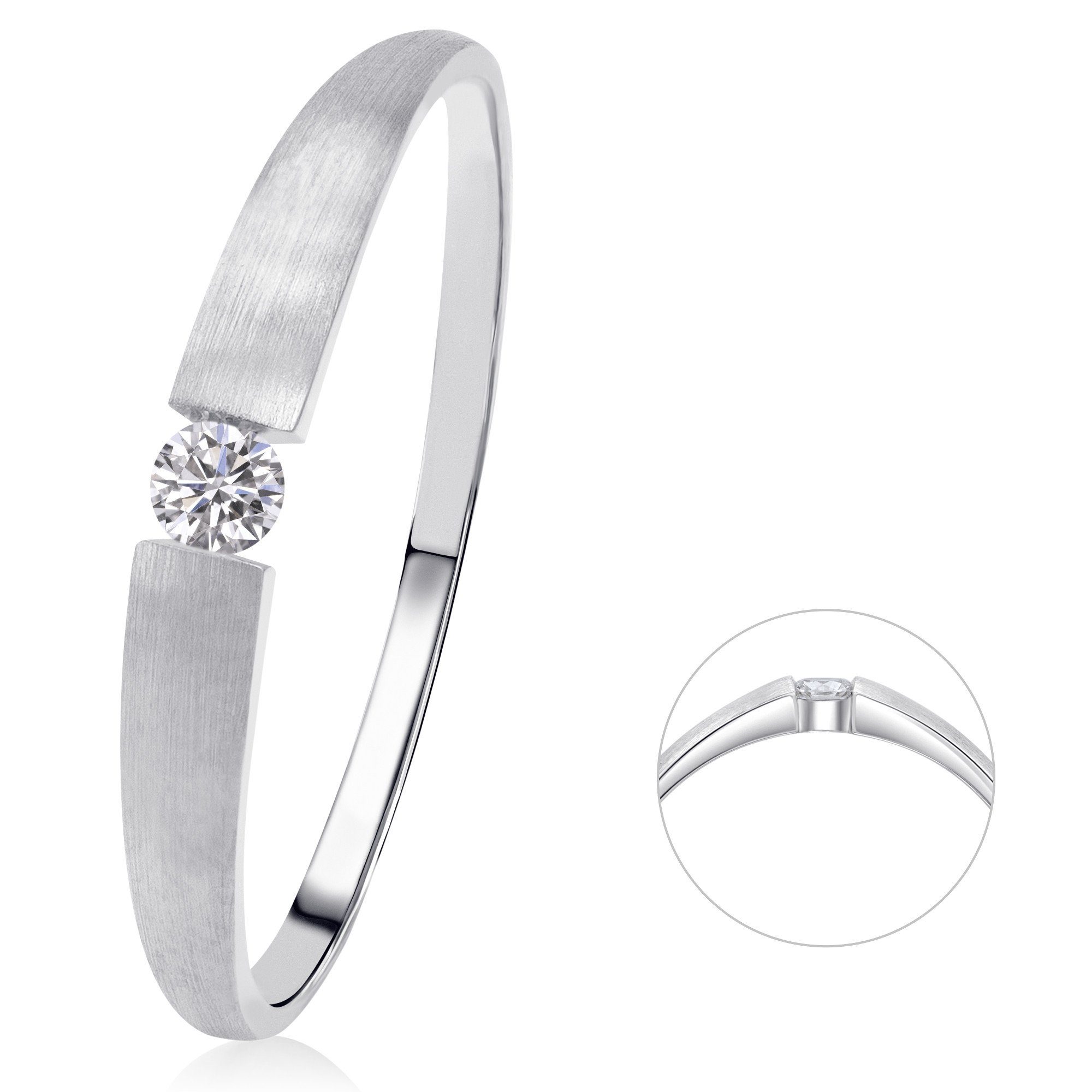 ONE ELEMENT Diamantring 0,03 ct Diamant Brillant Ring aus 585 Weißgold, stilvoll & feminin – für ...