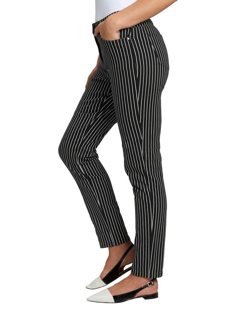 Creation L Stretch Hose Création L Damen Stretchhose Schwarz Weiß