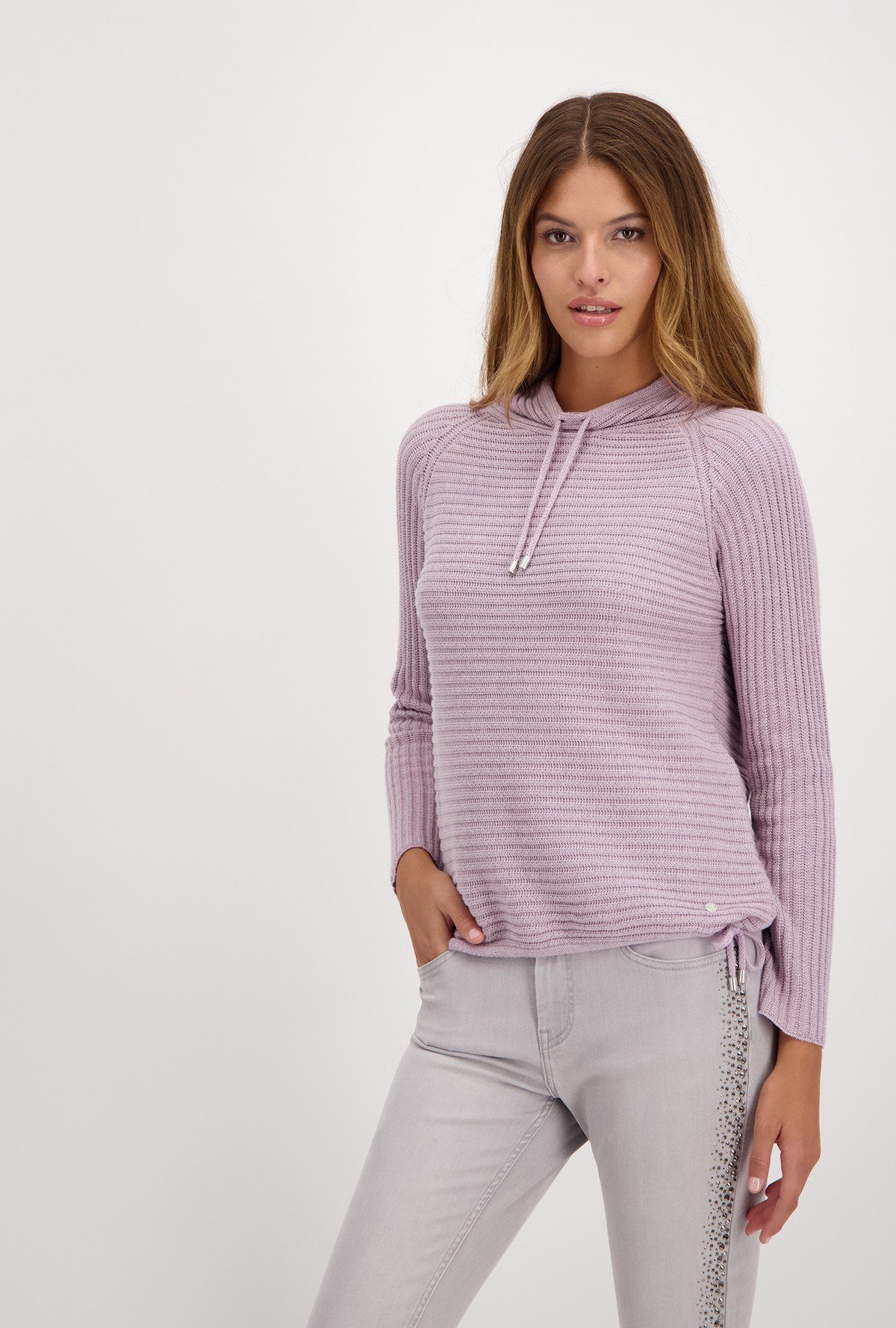 Monari Strickpullover Strickpullover mit Stehkragen und Bindebändern
