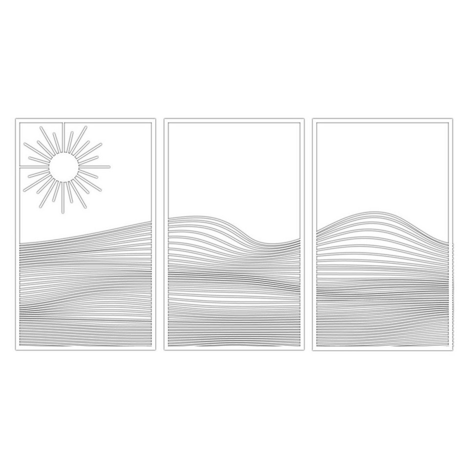 Jumpeak Wanddekoobjekt 3x Sonnenaufgang Bergblick Metall Kunst