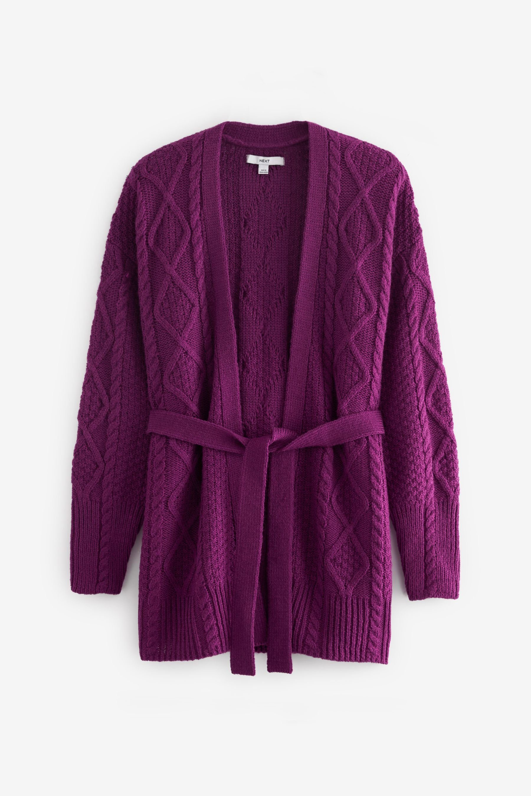 Next Strickjacke Cardigan Mit Zopfstrickmuster Und Gürtel 1 Tlg