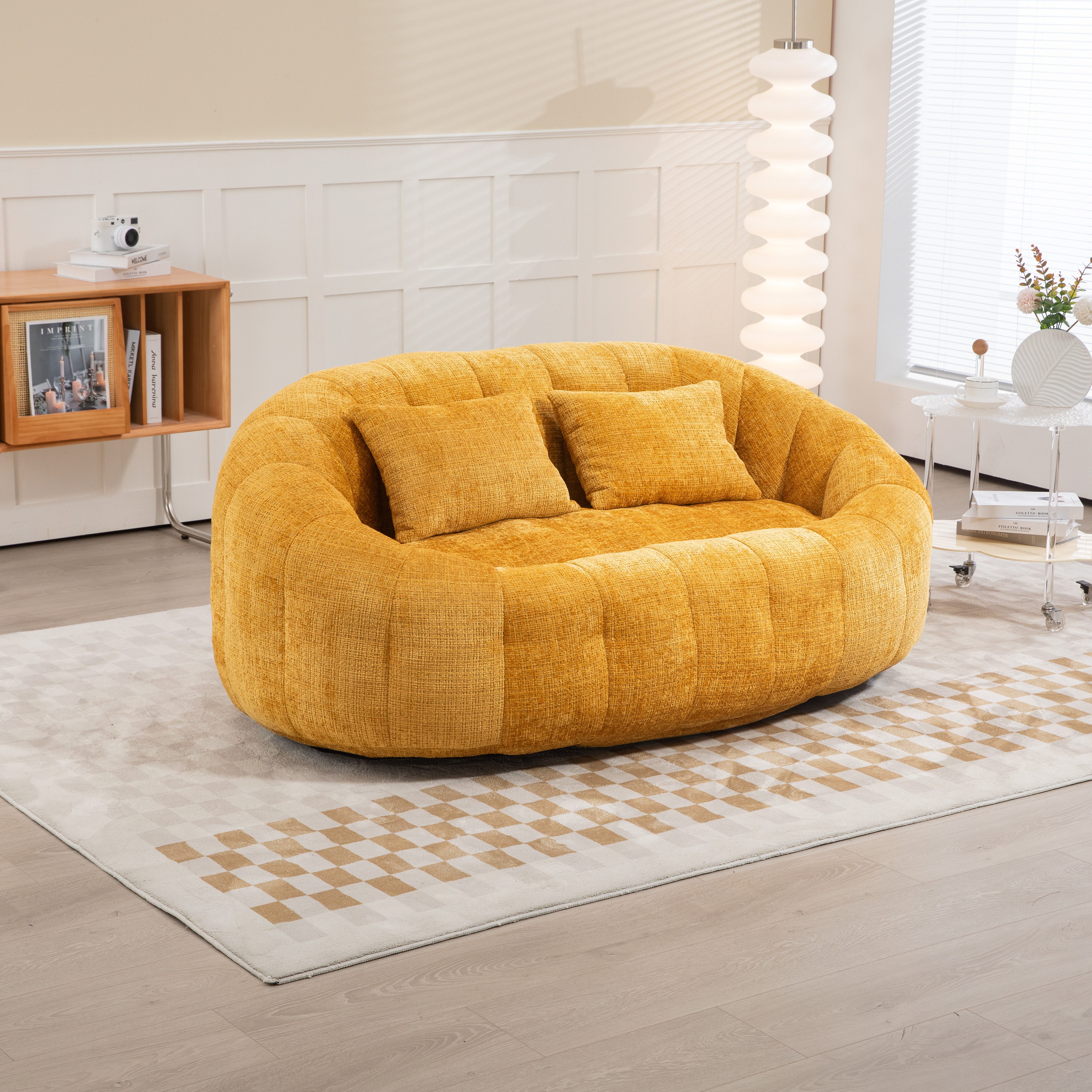 OKWISH Sofa Loungesessel Lazy Sofa Bean Bag Sofa fur Erwachsene und Kinder Lazy Sofa mit Memory Schaum Chenille Stoff Komfortabler Stuhl fur