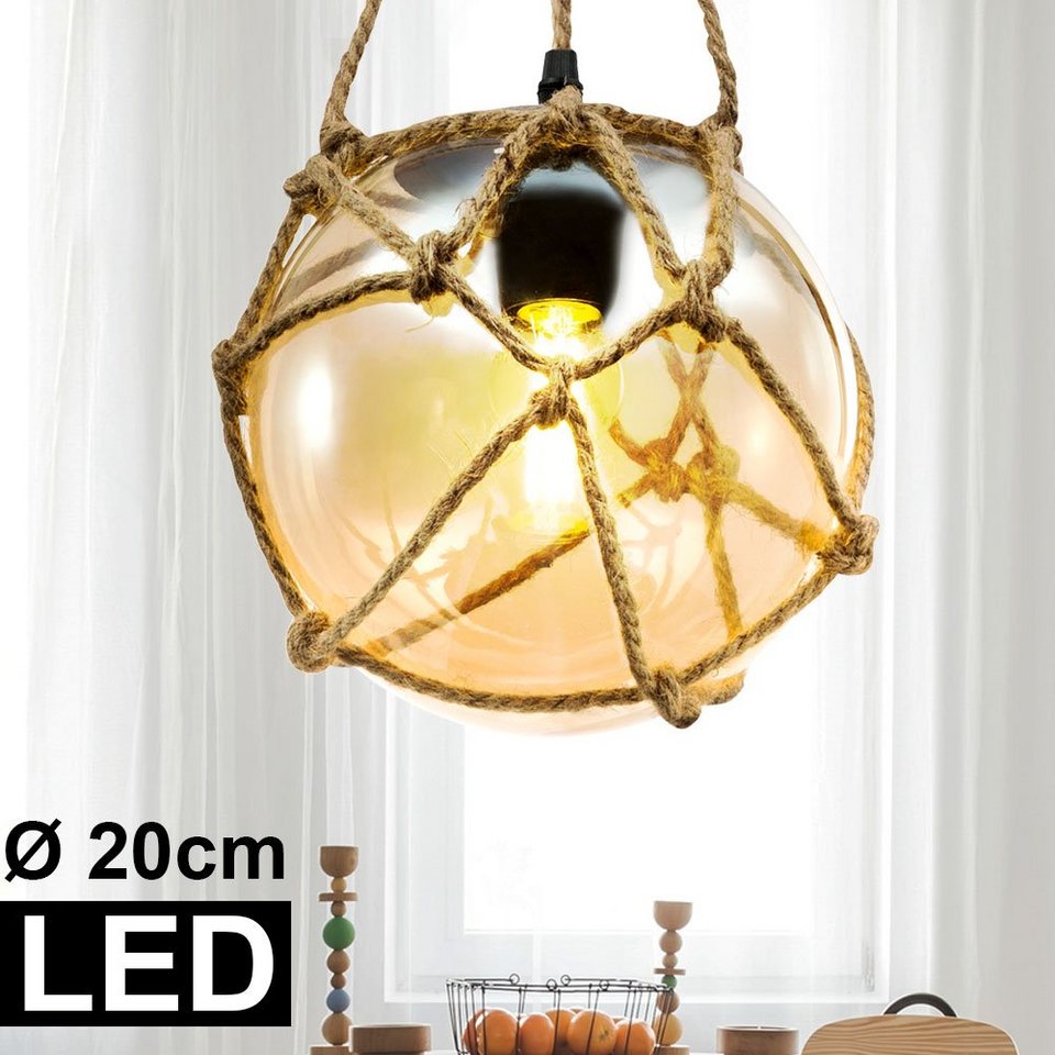 Etc Shop Led Pendelleuchte Decken Pendel Leuchte Hanf Seil Netz Wohn