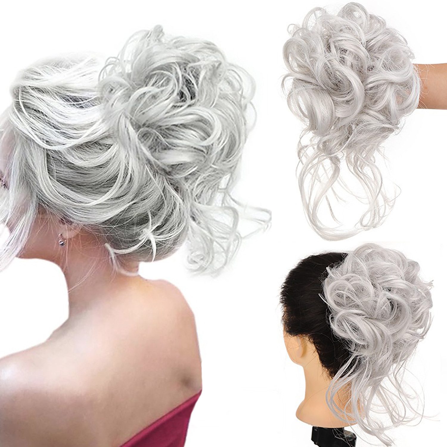 Refttenw Kunsthaar-Extension Dutt Haarteil Mit Gummiband Haarteile für ...