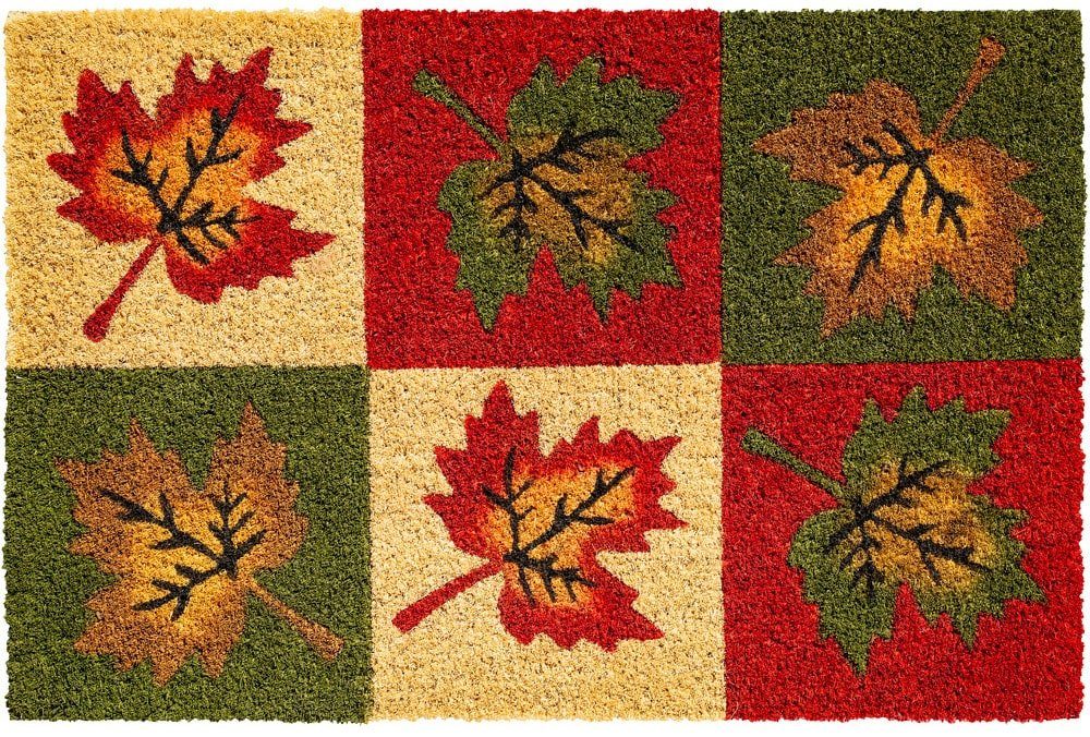 Fußmatte Fußmatte Kokos Indoor Bunt Blätter Laub Herbstfarben 40x60 Cm