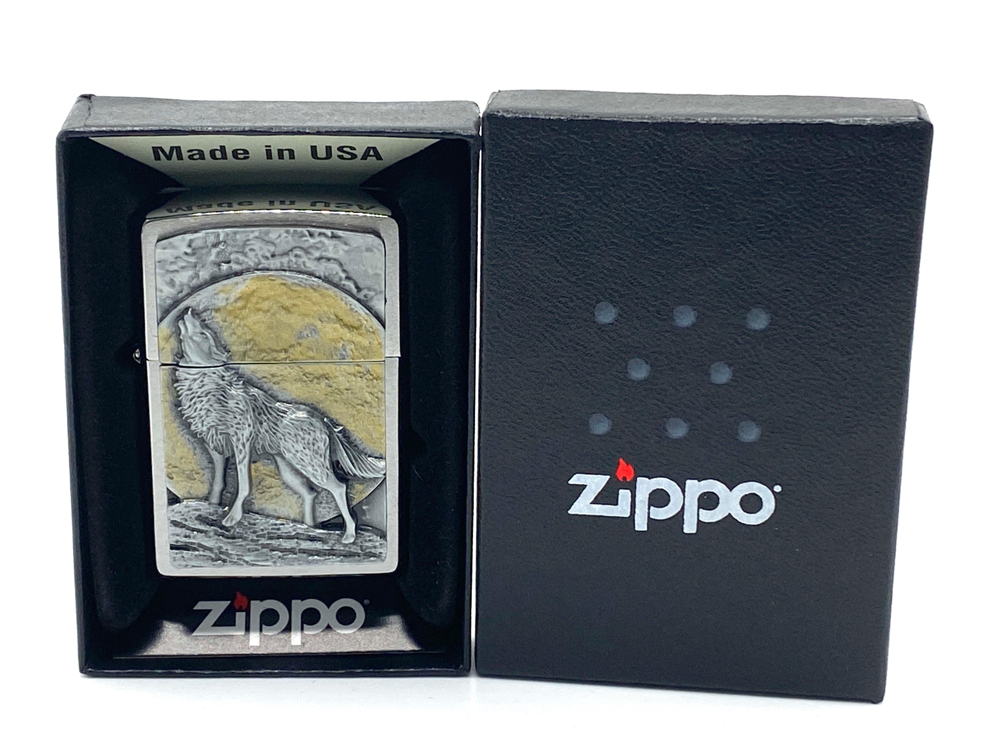 Zippo Feuerzeug Wolf at Moonlight Emblem Sturmfeuerzeug