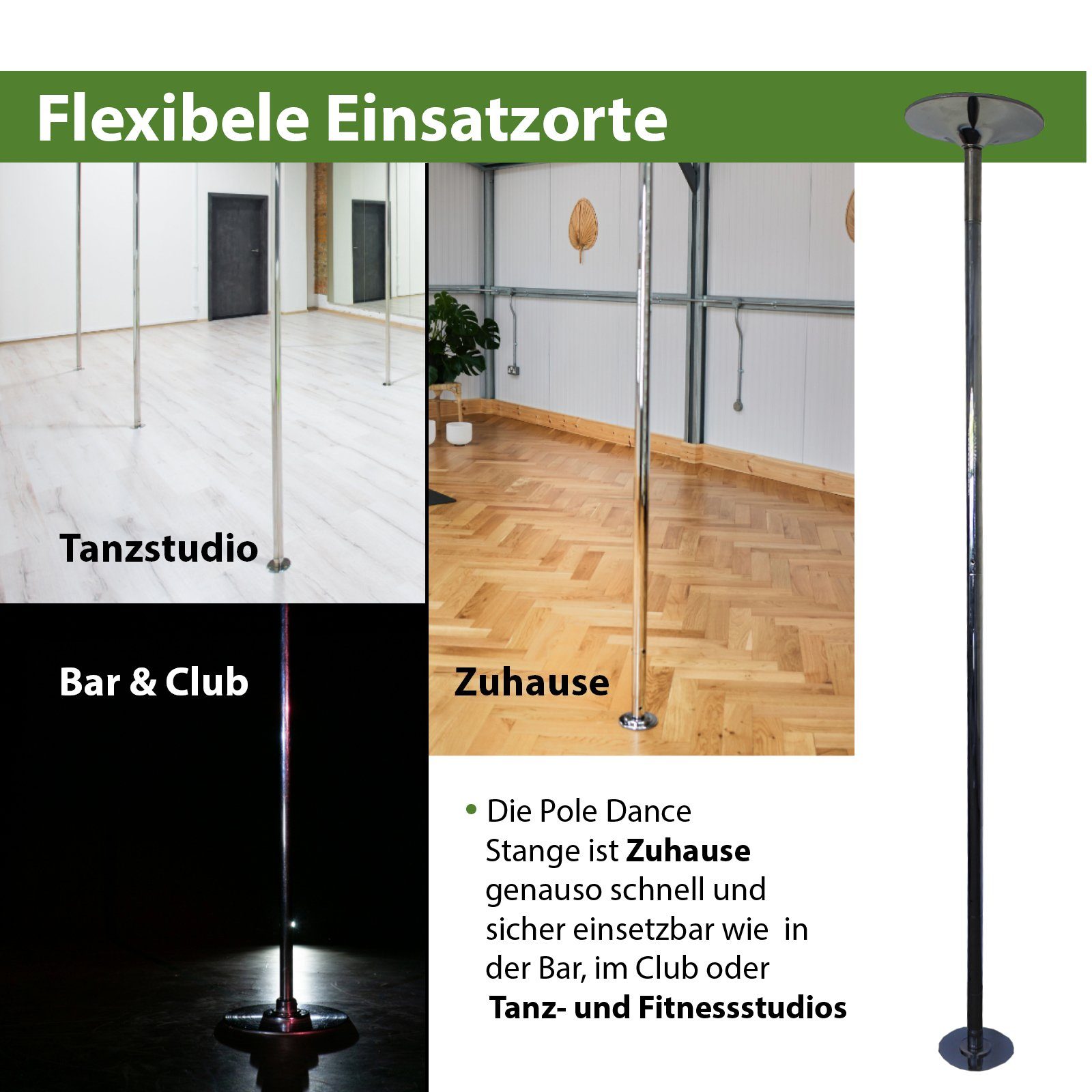 TRUTZHOLM Pole Dance Stange Tanzstange 223-274 cm Ø 45 mm Tabledance ...