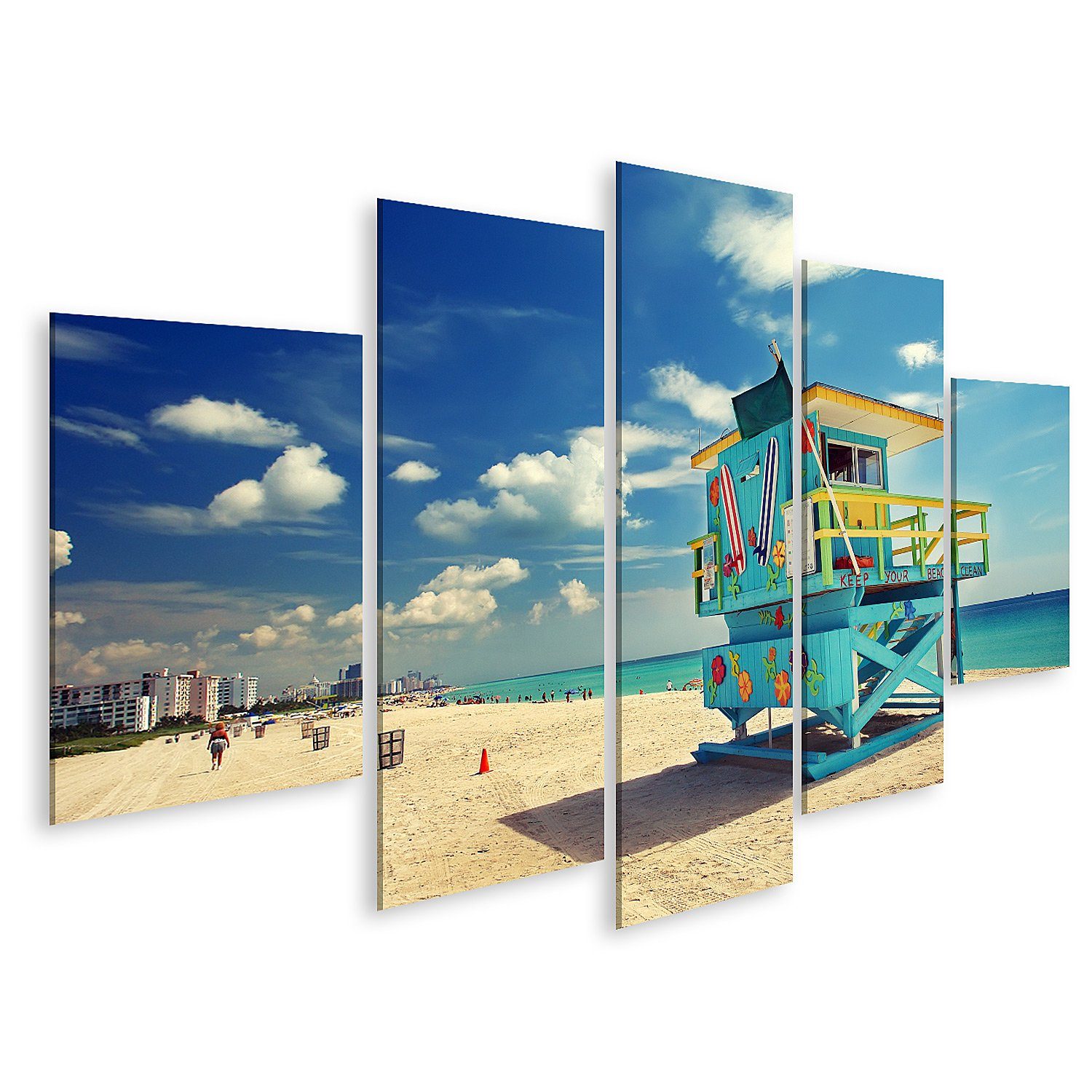 islandburner Leinwandbild Bild auf Leinwand Südstrand in Miami Florida Wandbild Poster Kunstdruc