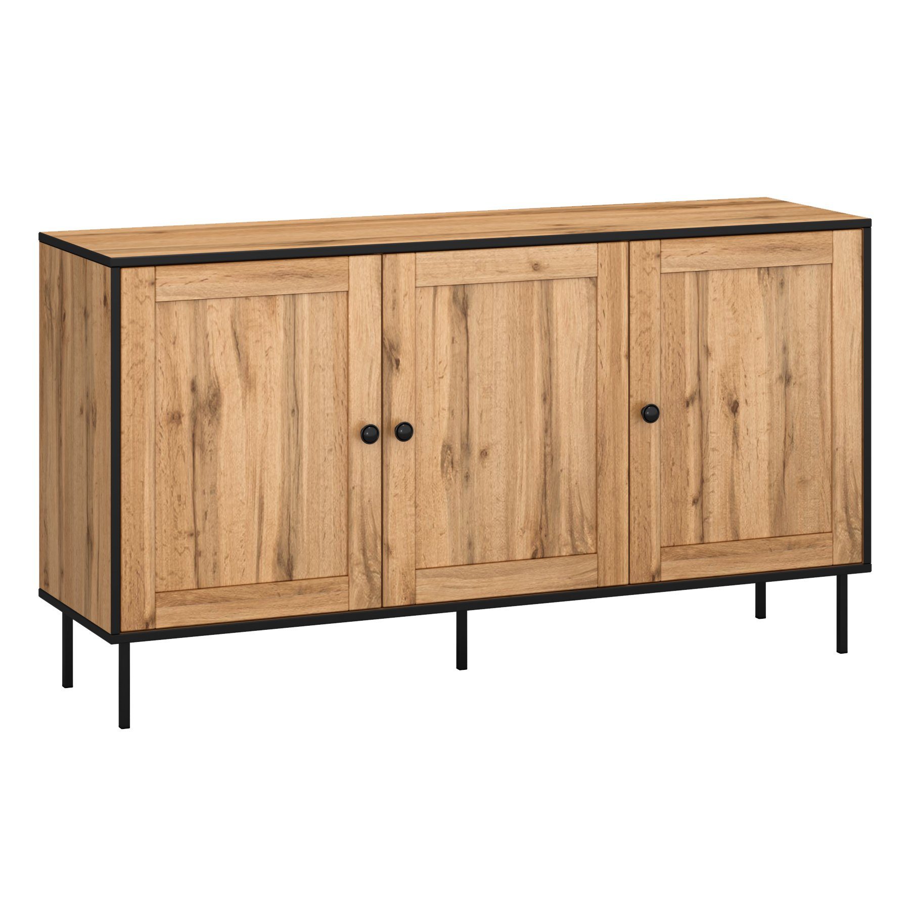 Domando Sideboard Sideboard Salento In Wotan Eiche Und Schwarz Matt