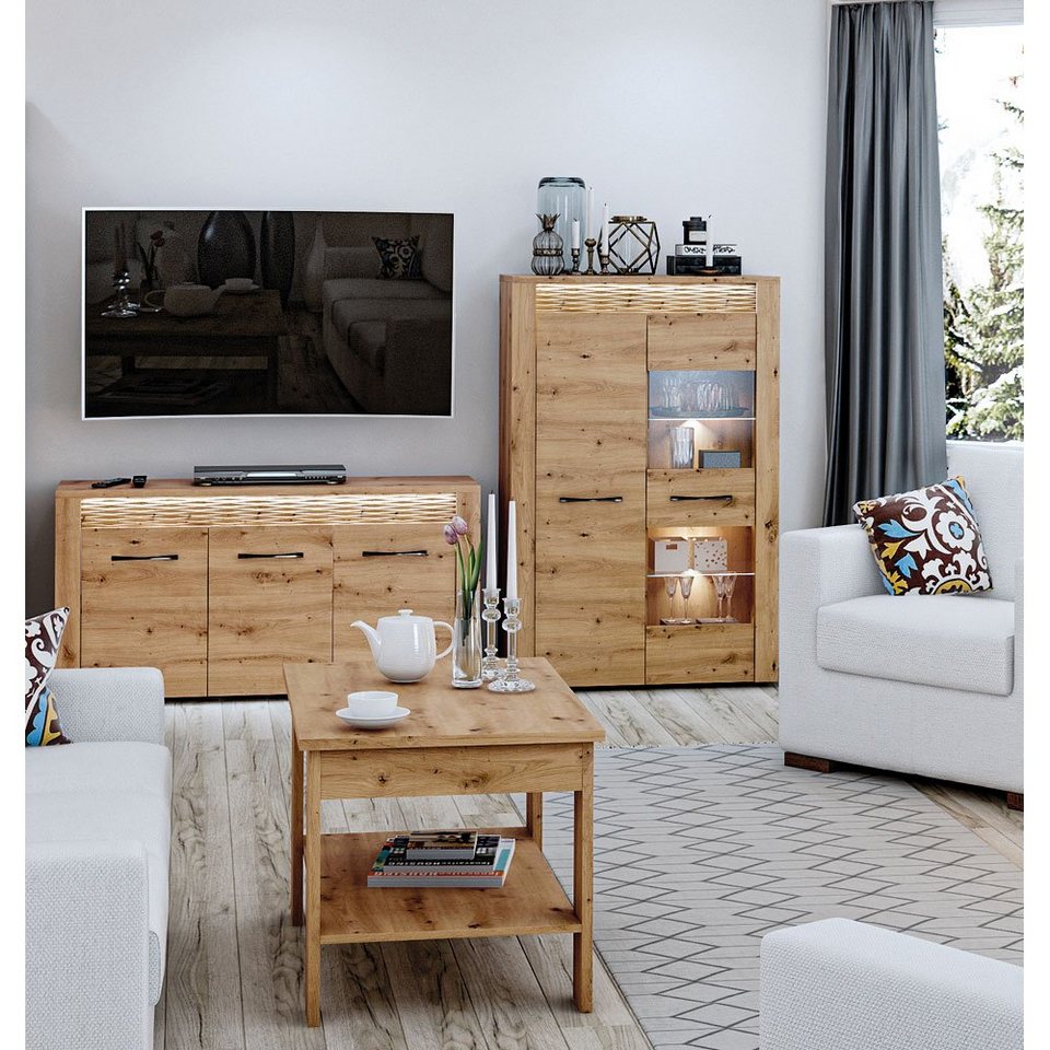 Lomadox Wohnwand Arta 131 3 St 3 Tlg Modern In Artisan Eiche Nb