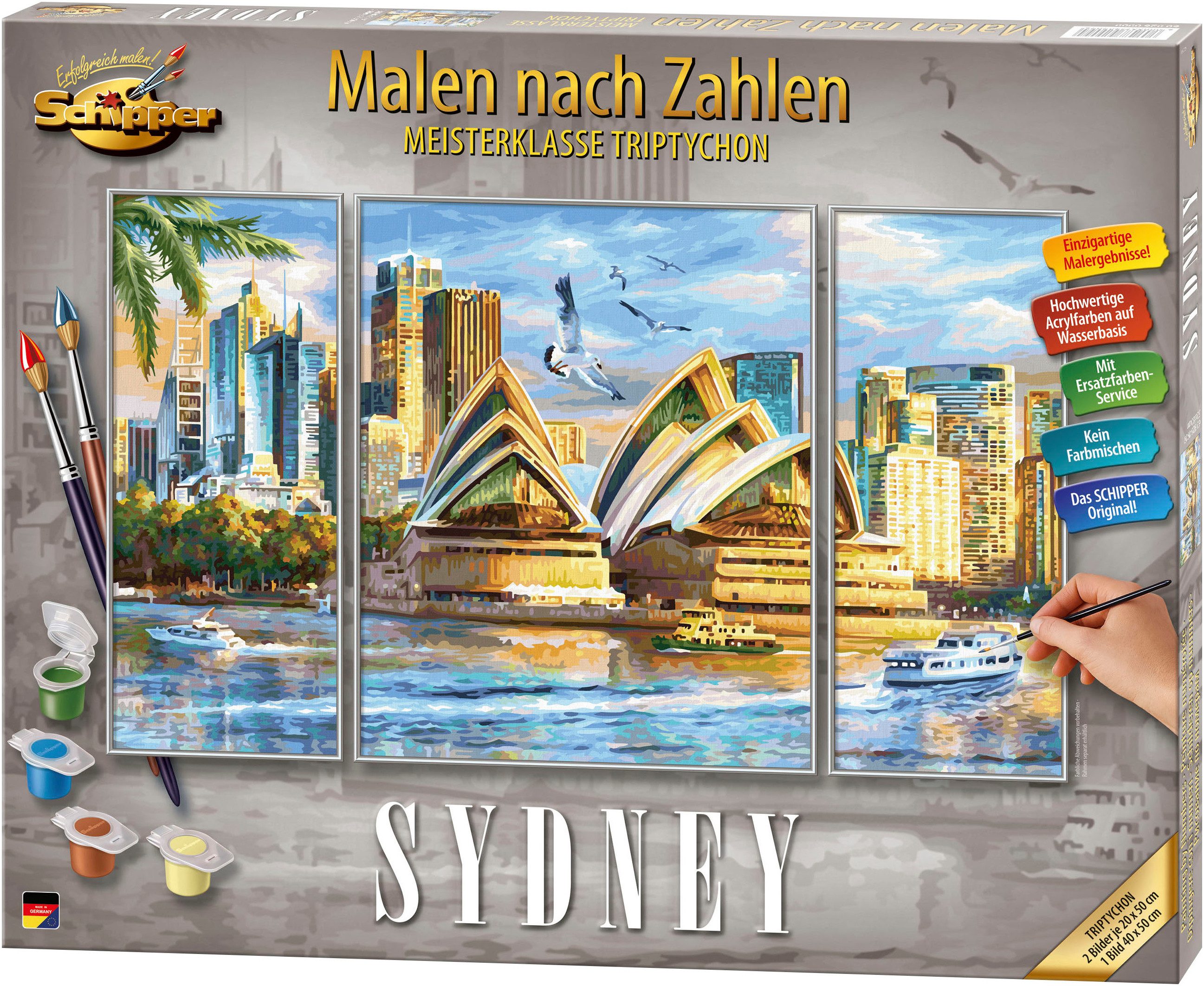 Schipper Malen nach Zahlen Meisterklasse Triptychon - Sydney, Made in Germany