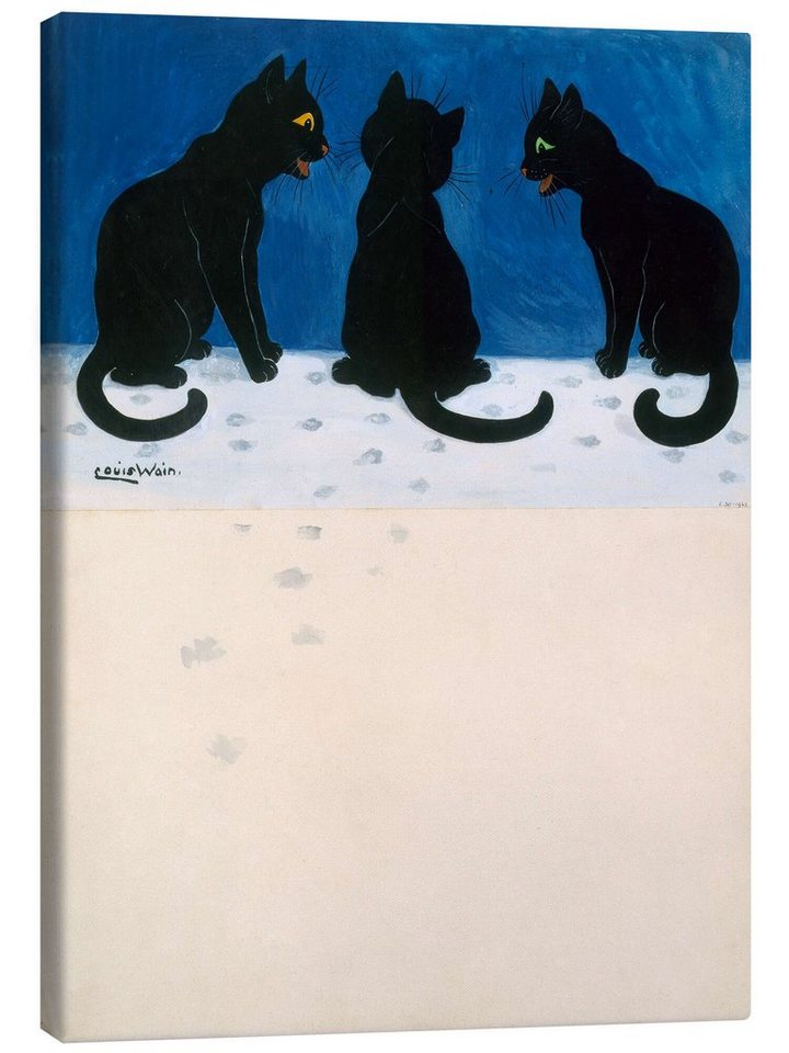 Posterlounge Leinwandbild Louis Wain Schwarze Katzen Im Schnee