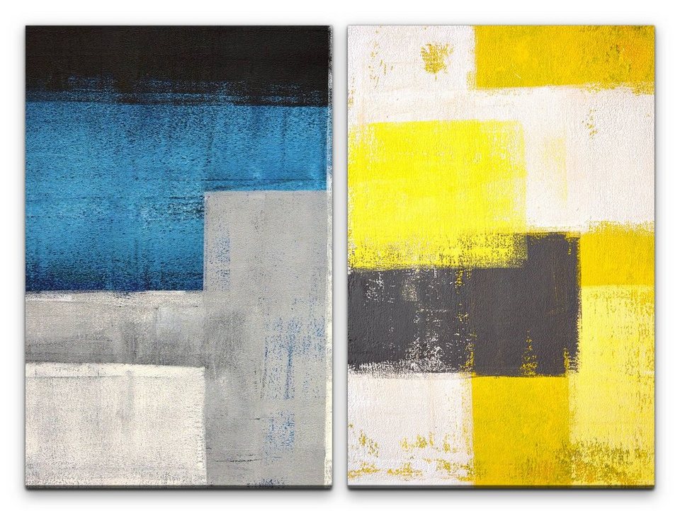 Sinus Art Leinwandbild 2 Bilder Je 60x90cm Abstrakt Farben Wand