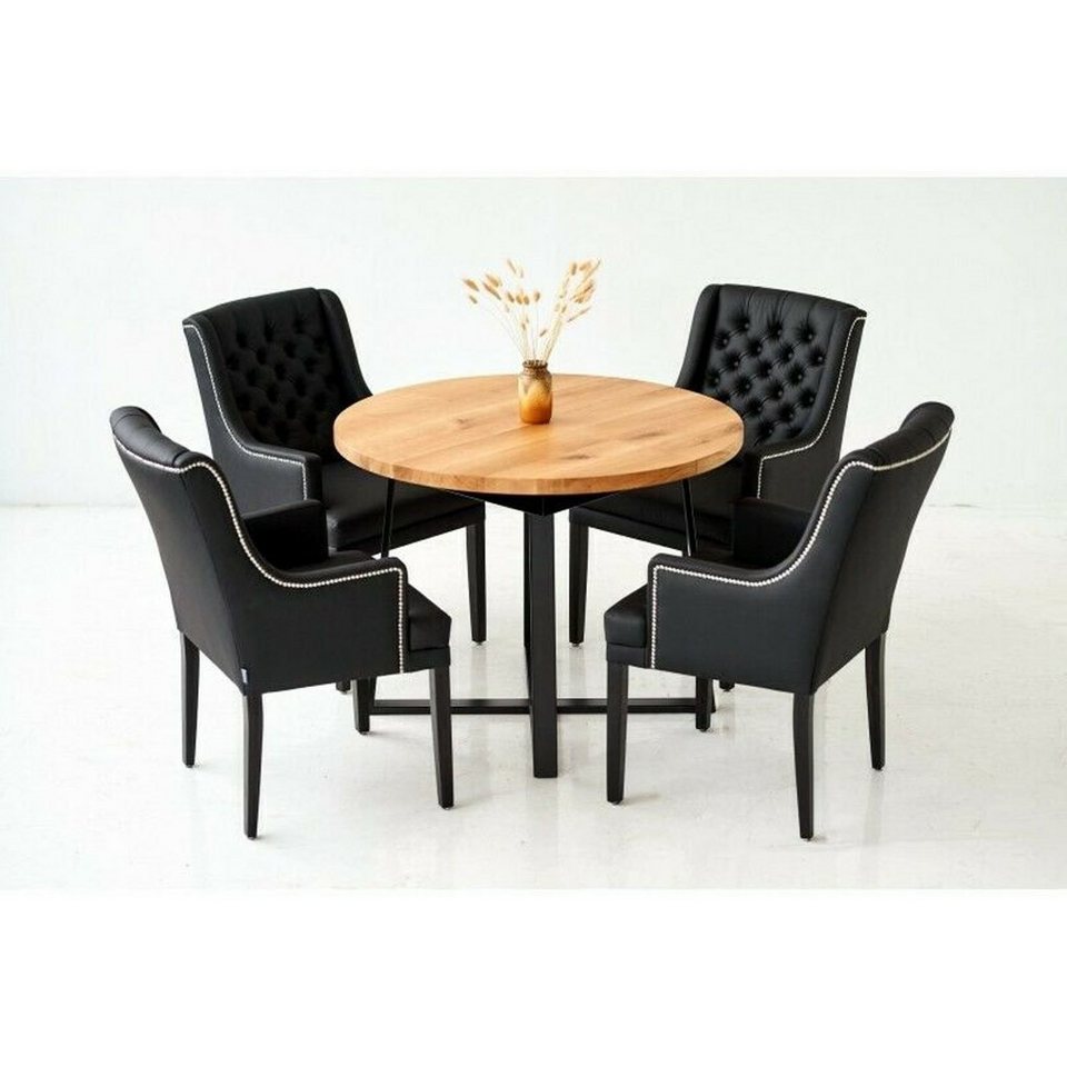 Jvmoebel Essgruppe Tisch 6x Chesterfield Gruppe Stuhl Stühle