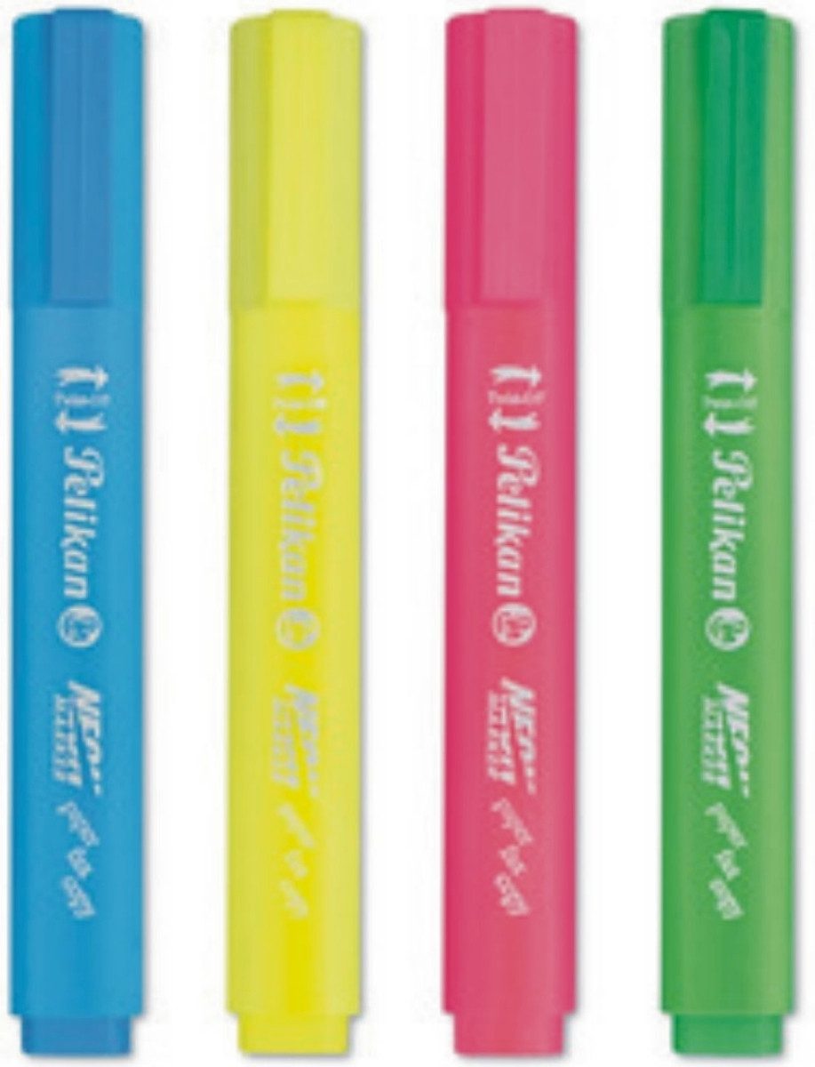 Pelikan Marker, sortiert in den Farben gelb, grün, blau, pink