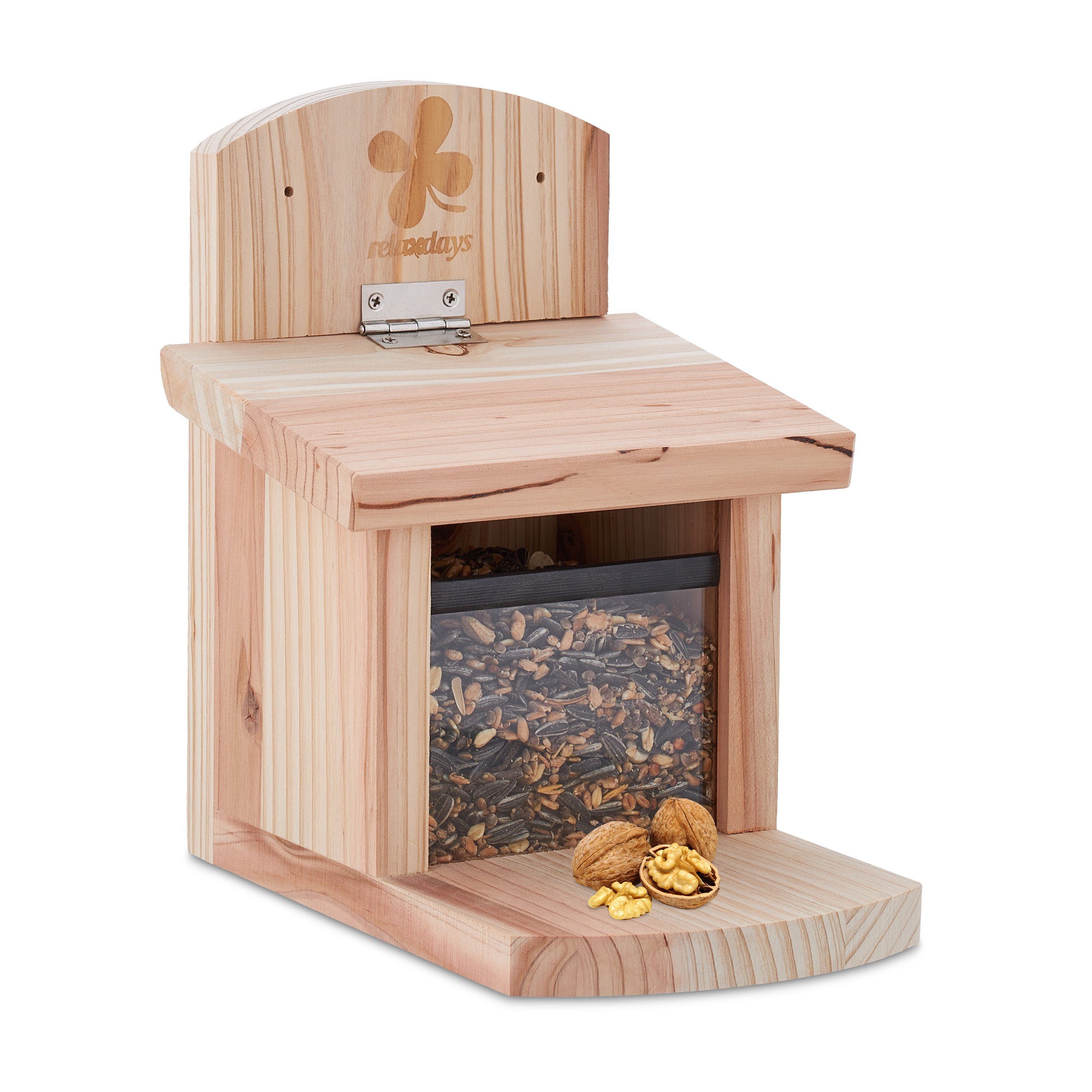 relaxdays Eichhörnchenkobel Eichhörnchen Futterhaus aus Holz