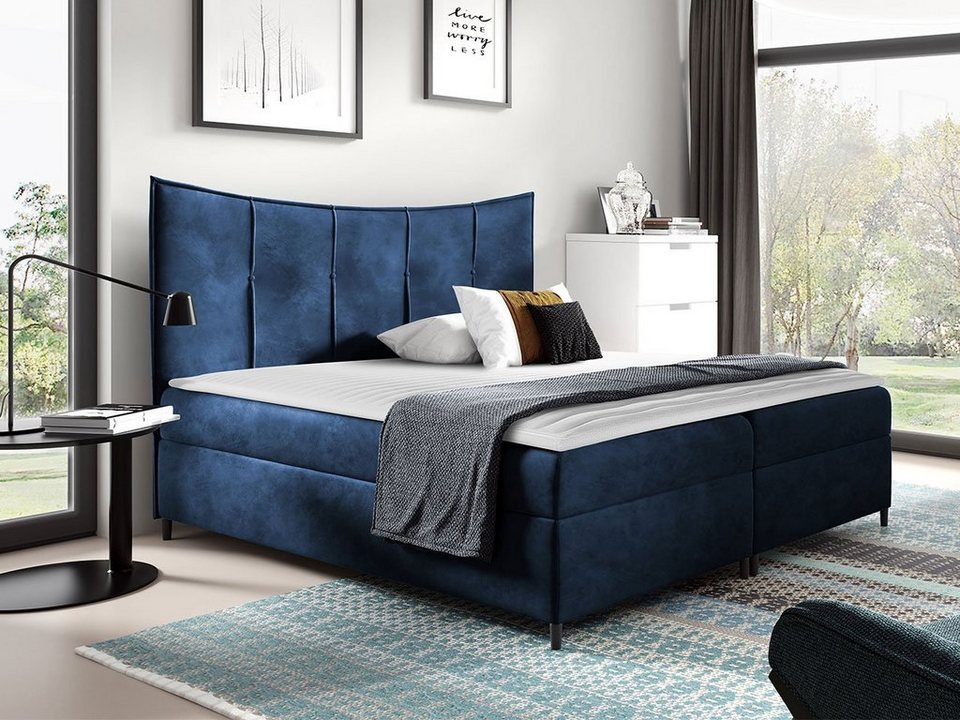 Mirjan24 Boxspringbett Bergamo Mit Hauptmatratze Topper Kopfteil