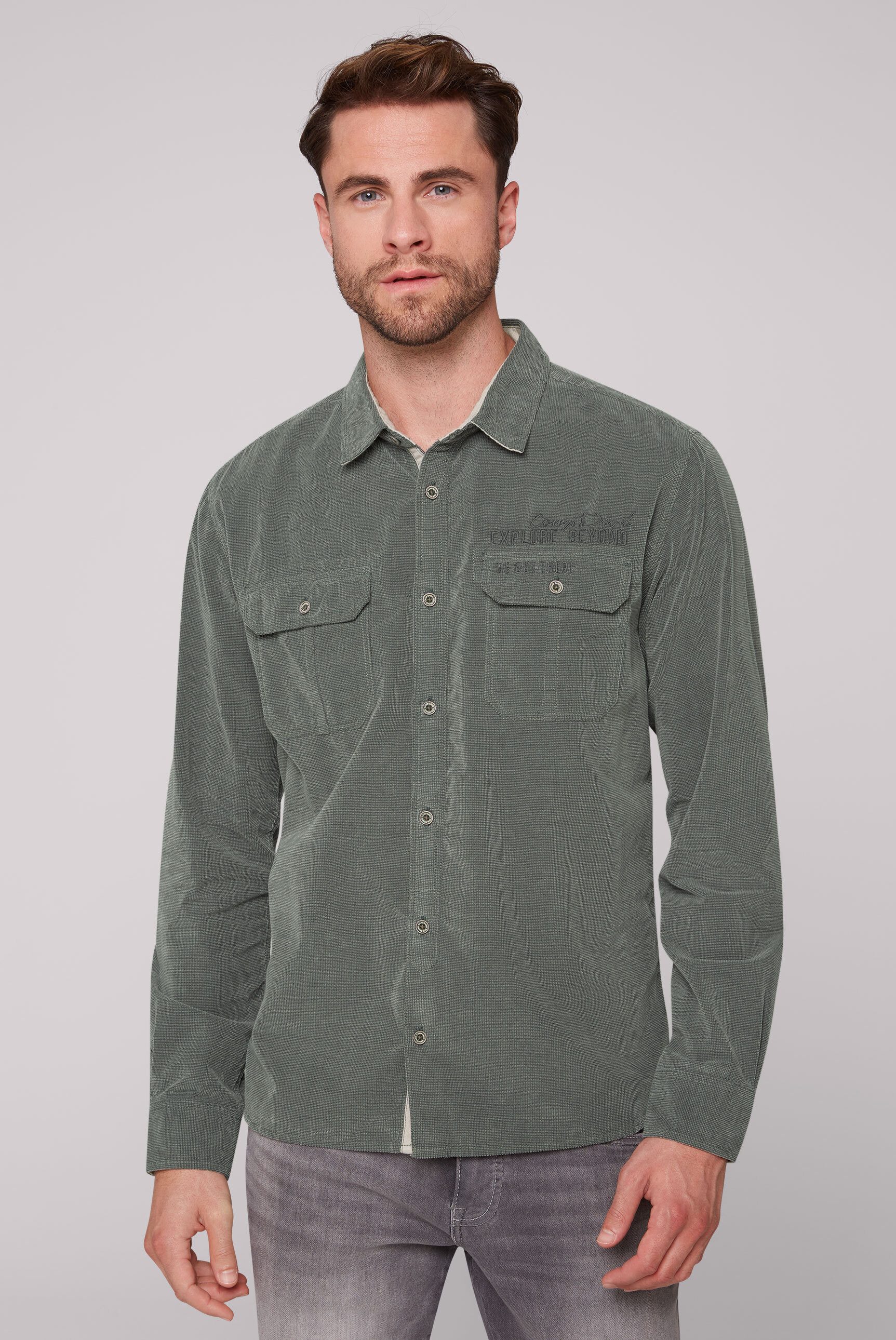 Camp David Langarmhemd Aus Baumwolle Stone Washed