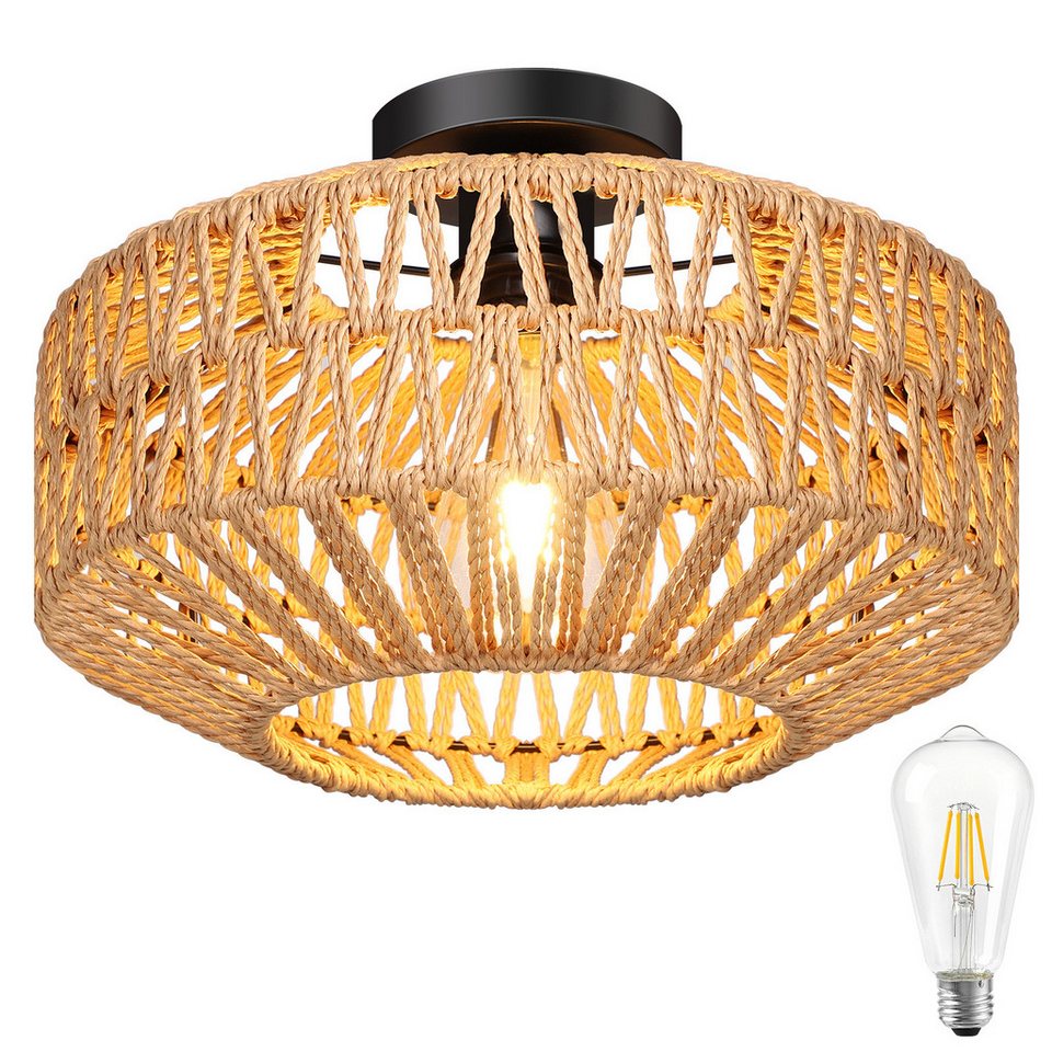 Mupoo Deckenleuchten Rattan Deckenlampe Aus Rattanmetall Boho
