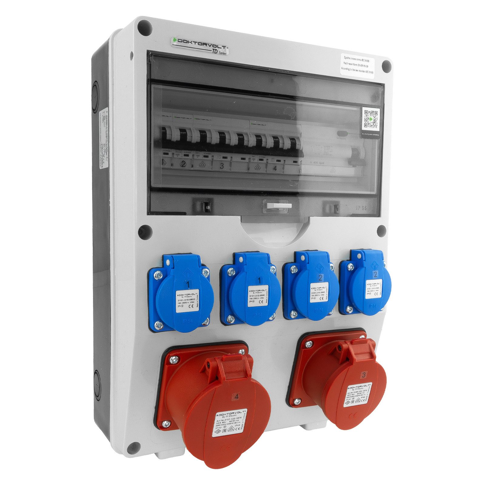 Doktorvolt Stromverteiler BAUSTROMVERTEILER WANDVERTEILER KOMPLETT VERDRAHTET 32A CEE 16A 230V