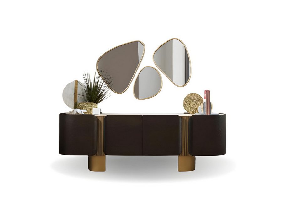Jvmoebel Sideboard Modernes Schwarz Goldenes Sideboard Designer Spiegel
