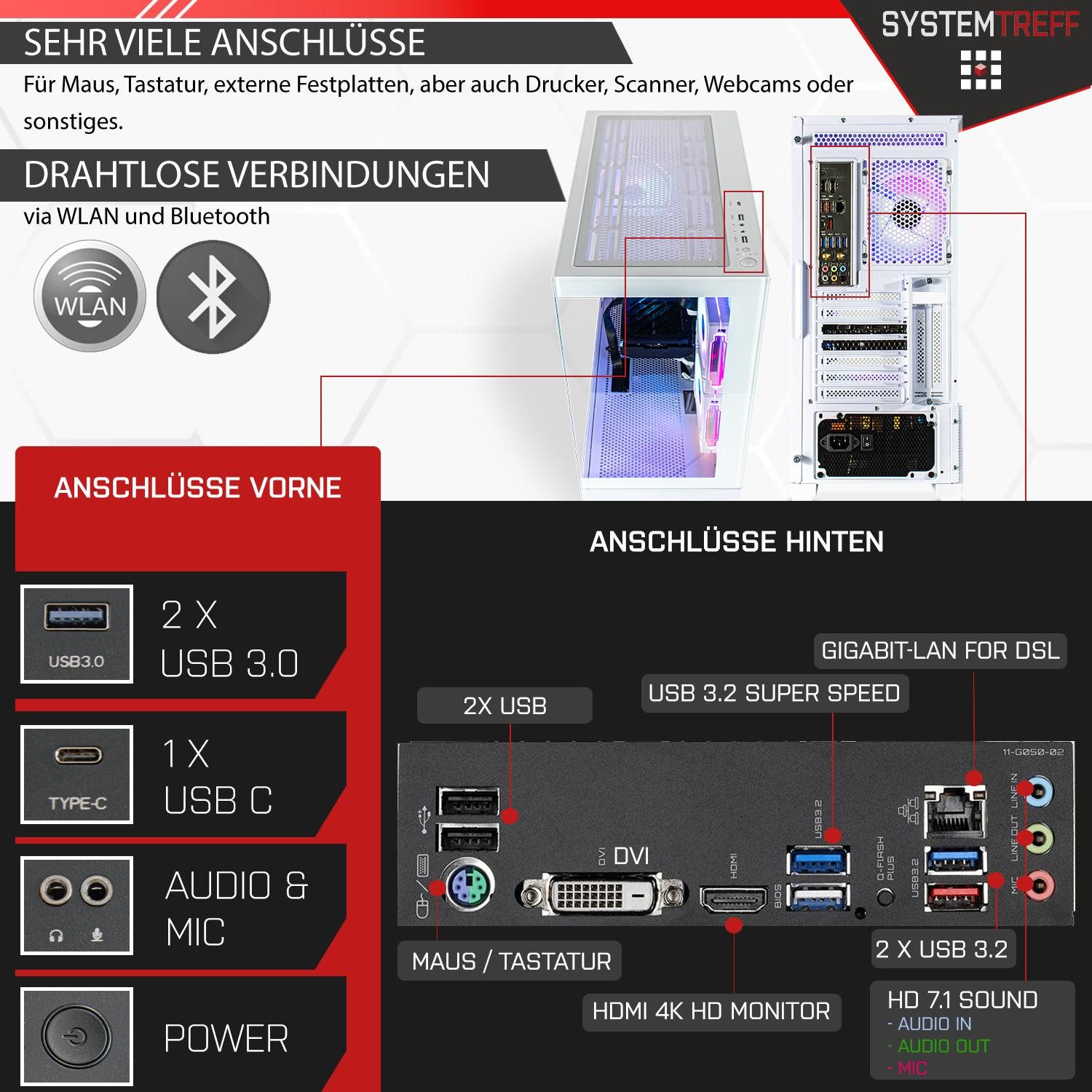 SYSTEMTREFF Gaming-PC (AMD Ryzen 5 5600X, GeForce RTX 4060 Ti, 16 GB ...