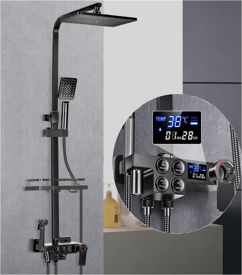 Oyajia Duschsystem Edelstahl Home Duschset Messing Thermostat
