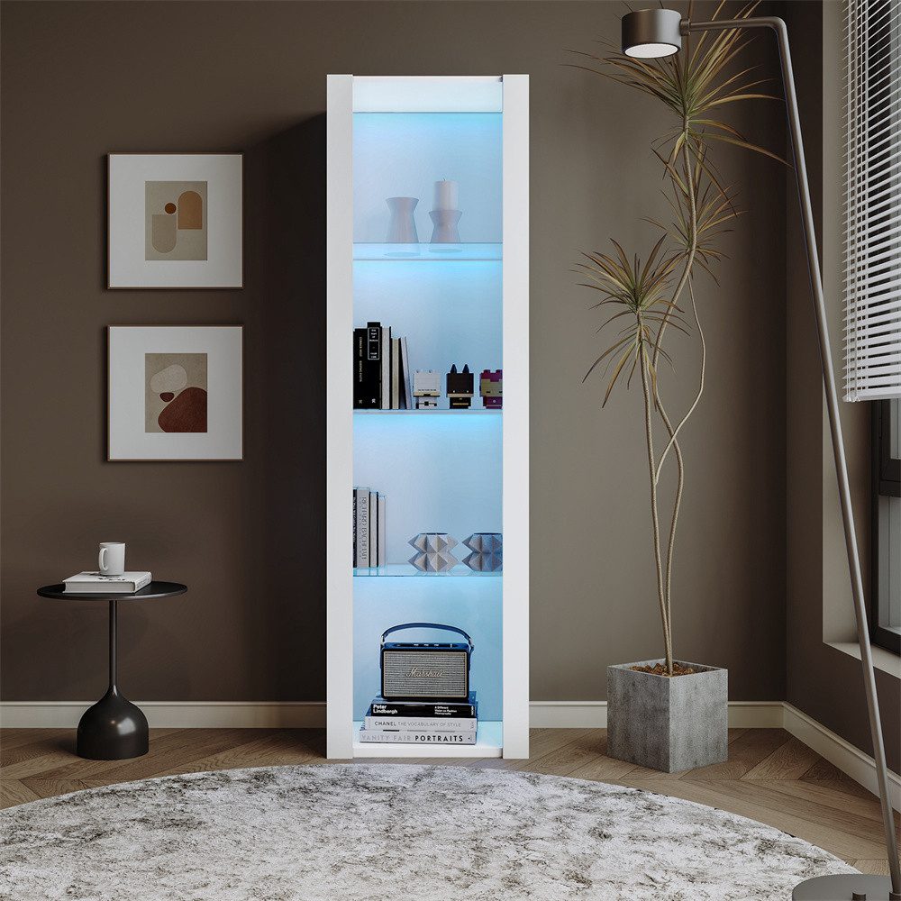 Xdeer Vitrine Weiße Hochglanz Vitrine Mit Led Beleuchtung 3 Glasböden