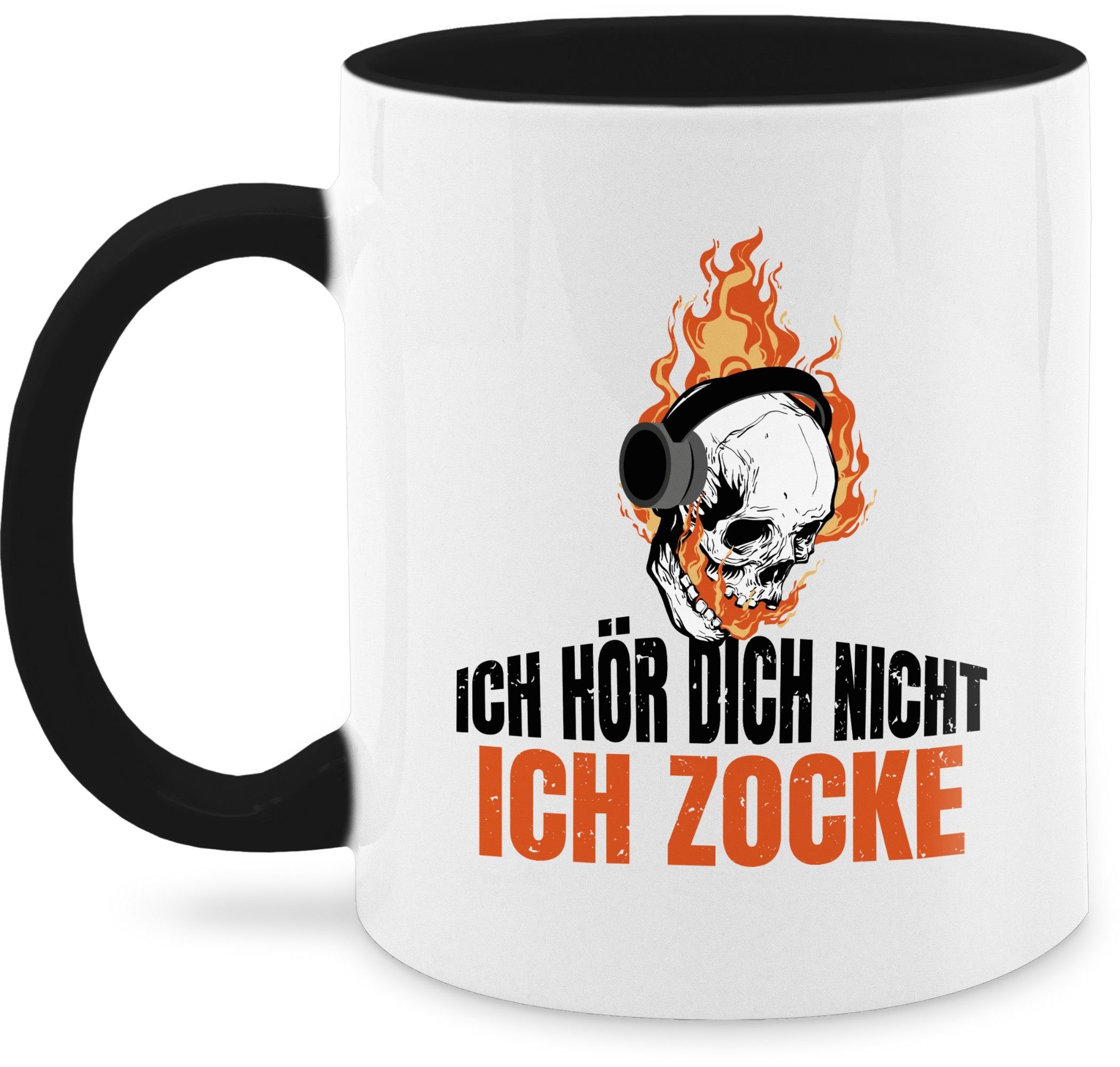 Shirtracer Tasse Ich Hör Dich Nicht Ich Zocke Totenkopf Kaffeetasse