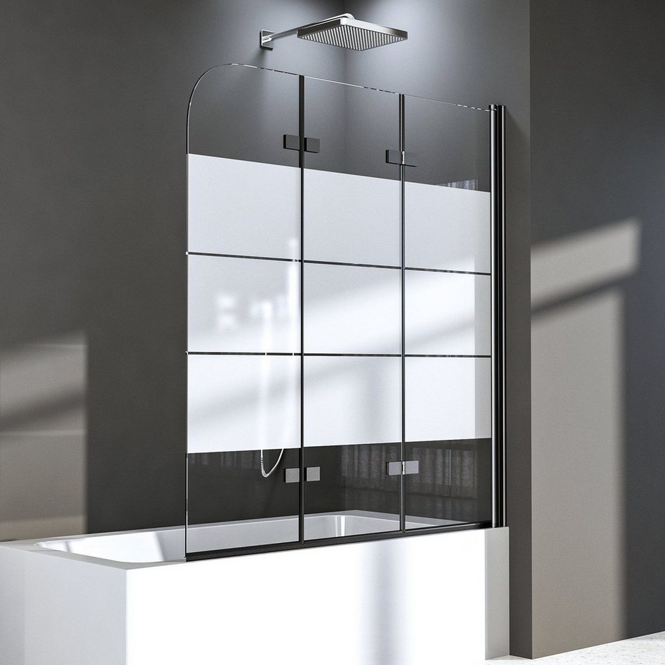 Boromal Badewannenaufsatz 3 teilig Schwarz Faltbar Duschwand Badewanne ... Boromal Badewannenaufsatz 3 teilig Schwarz Faltbar Duschwand Badewanne ...