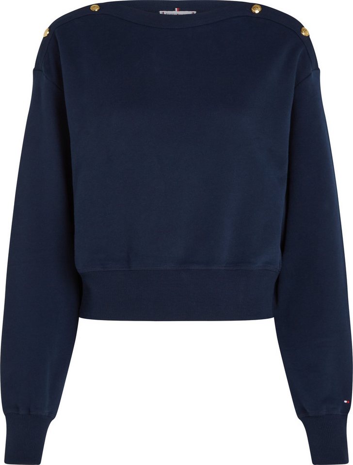 Tommy Hilfiger Curve Sweatshirt Crv Gold Btn Boat Nk Swtshrt In Großen