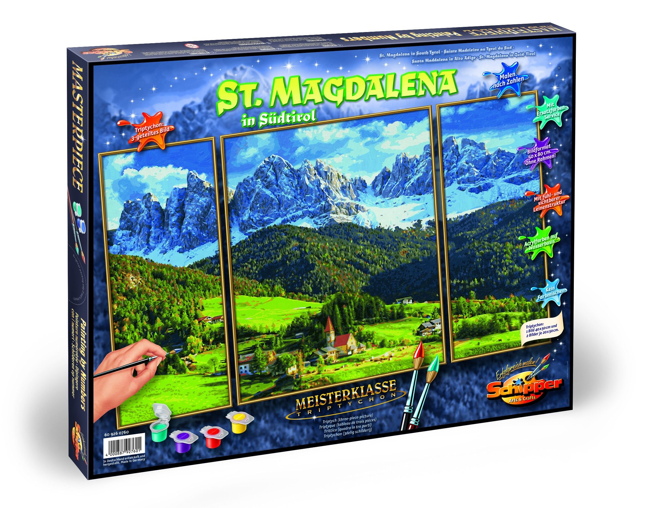 Schipper Malen nach Zahlen Meisterklasse Triptychon - St. Magdalena in Südtirol, Made in Germany ...