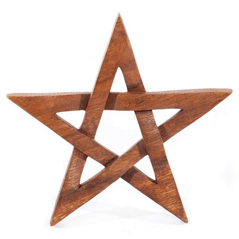 Hoplo Wanddekoobjekt Wandschmuck Pentagramm Holz Klein Wandbild