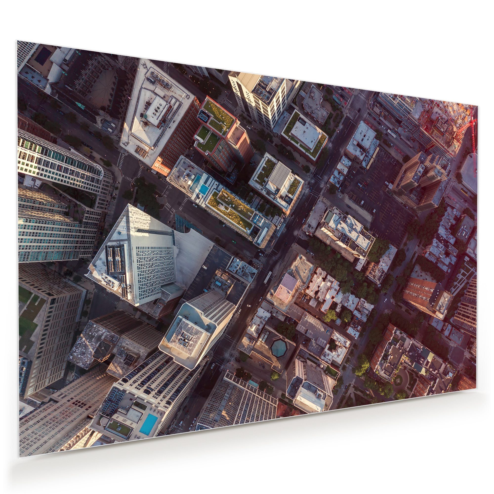 Primedeco Glasbild Wandbild Luftaufnahme Chicago Mit Aufhängung Städte