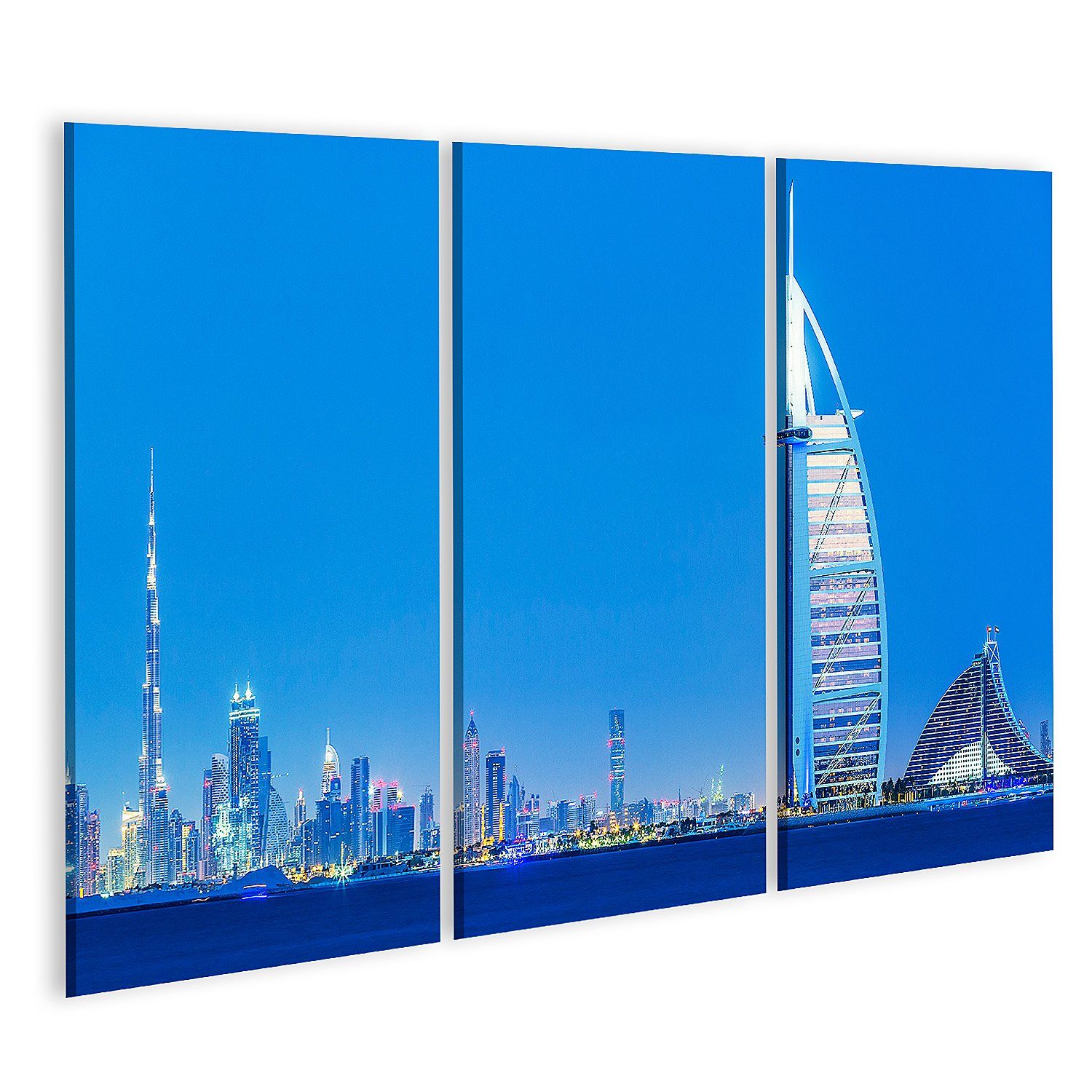 ᐅ islandburner Leinwandbild Bild auf Leinwand Blick auf die Skyline von Dubai bei Nacht Wandbild ...