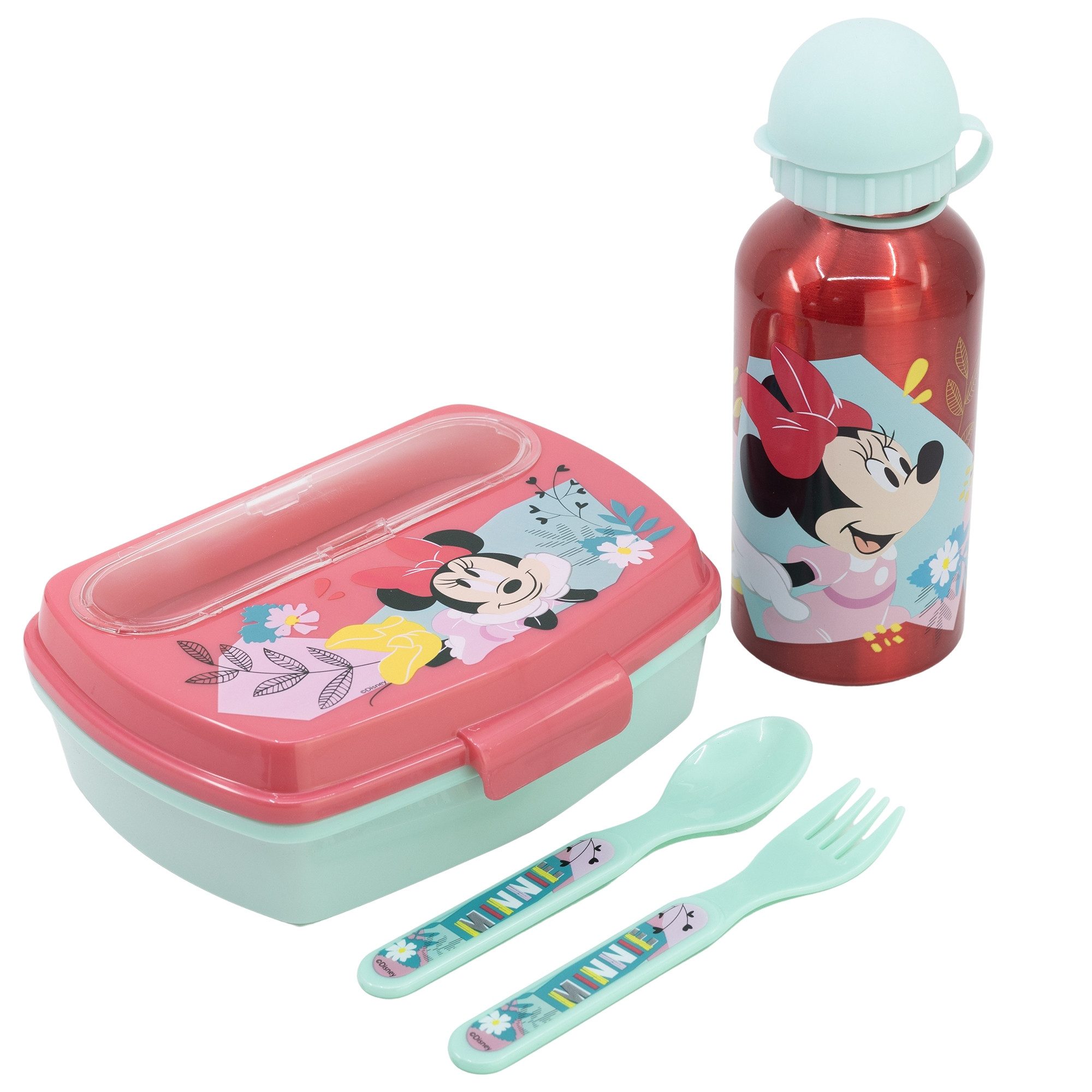 Disney Lunchbox Minnie Maus 4 Tlg Kinder Lunch Set Brotdose Alu