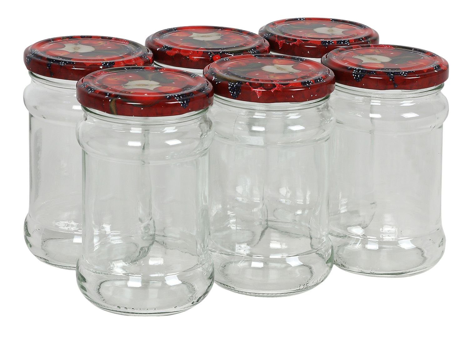 BURI Vorratsdose Einmachgläser 6er-Set 315ml Marmeladengläser Vorratsglas Schraubdeckel, Glas