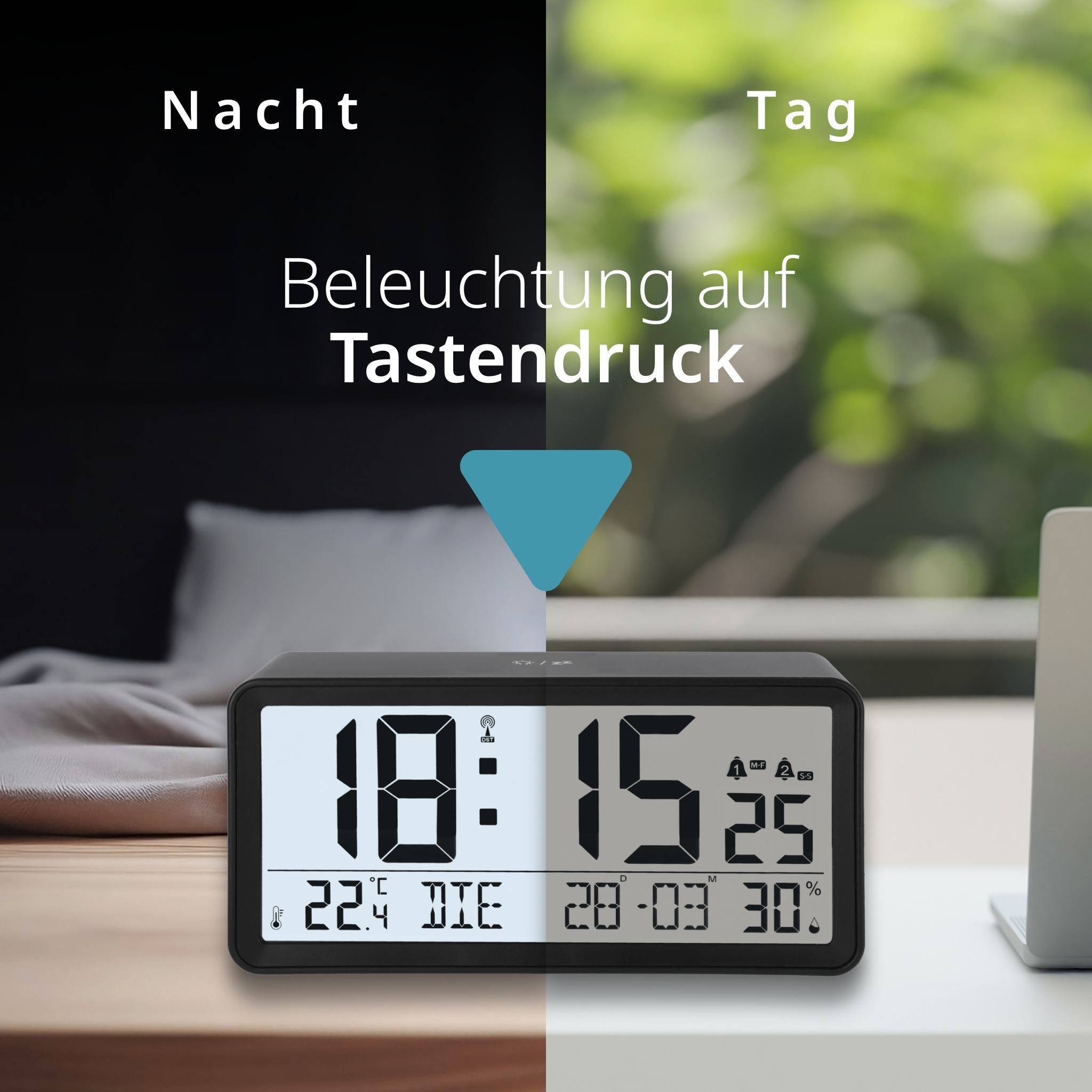 ADE Funktischuhr XXL, digital mit extra großen Ziffern, zum Aufstellen ...