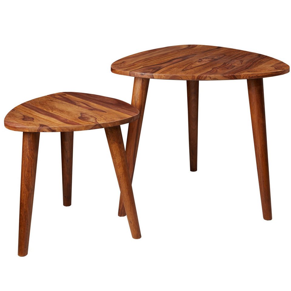 Wohnling Beistelltisch Wl5574 2er Set Sheesham Massivholz Design