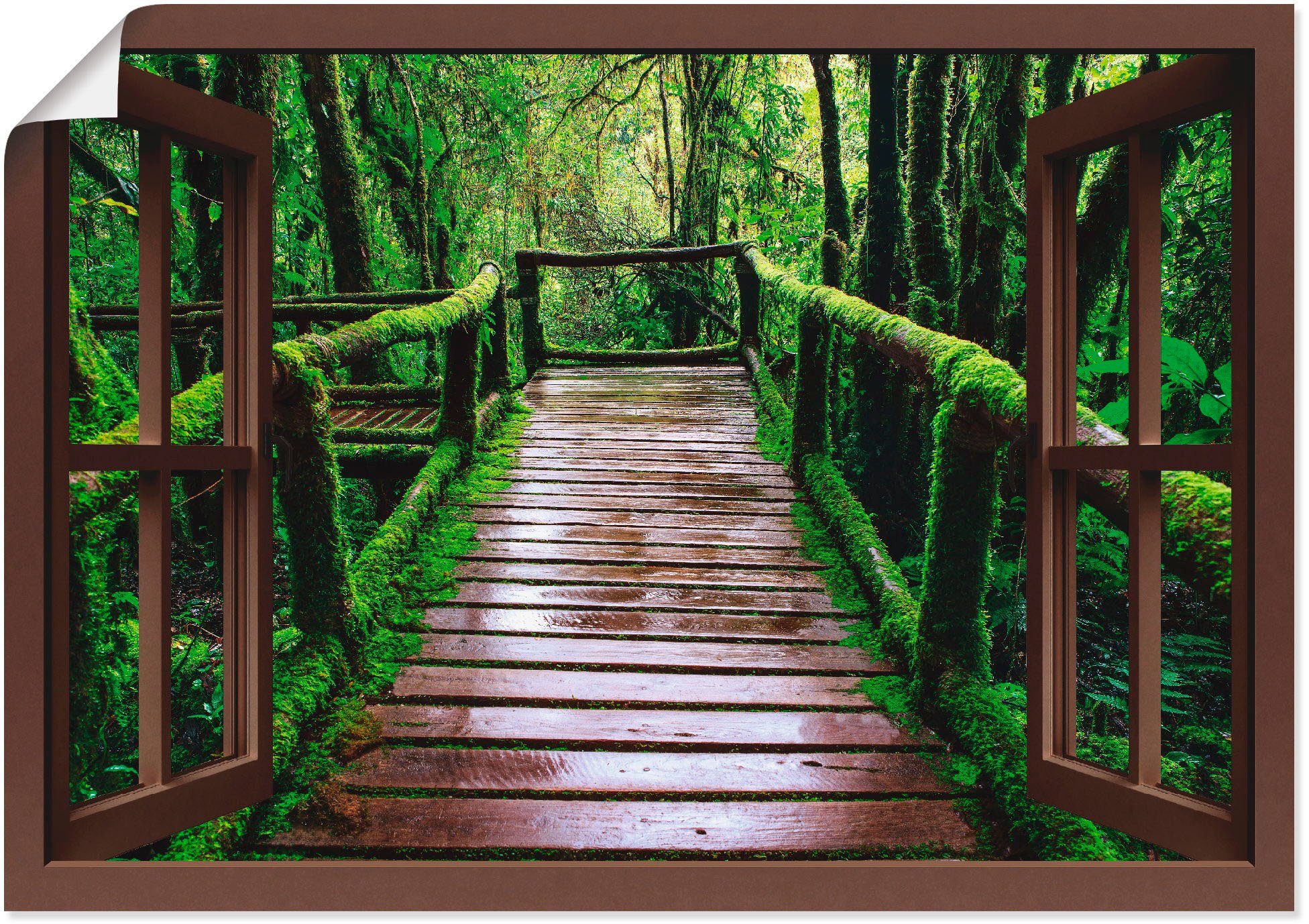 Artland Wandbild »Fensterblick Brückenpfad im Wald«, Fensterblick (1 Stück), in vielen Größen ...