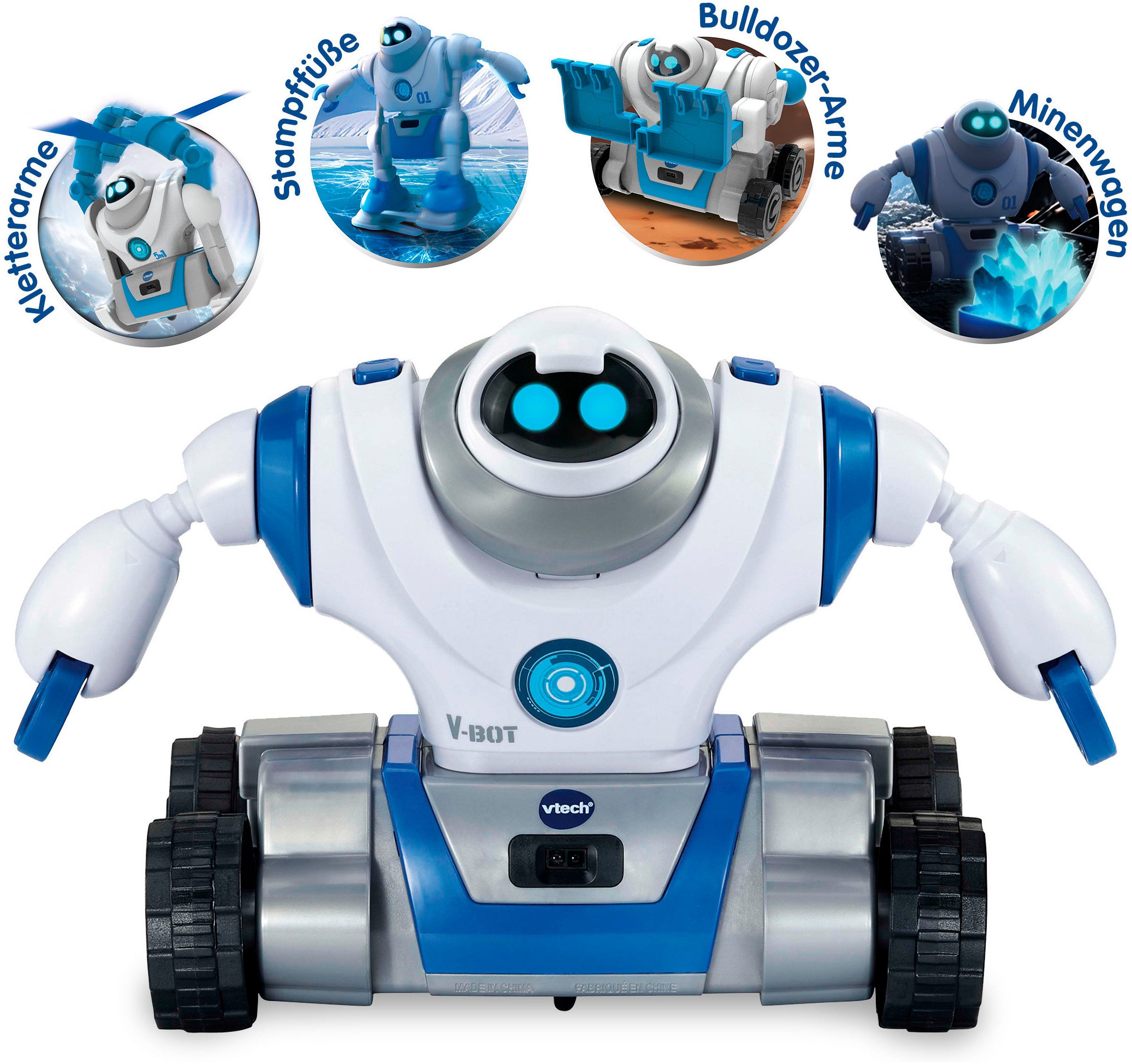 Vtech® Roboter V-Bot, Verschiedene Reaktionen wie Geräuschesensor, 2 Infrarotsensoren u.v.m.