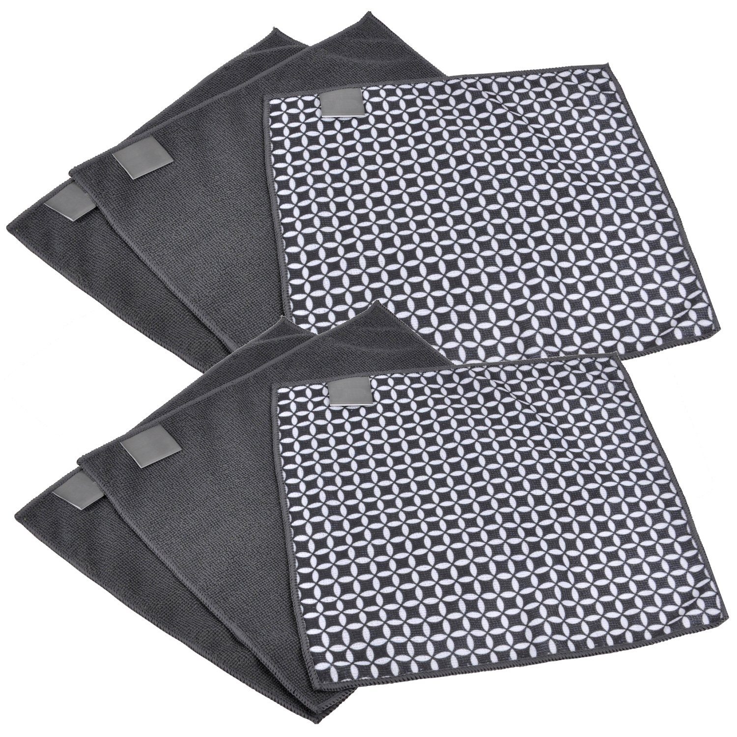 Macosa Home Spültuch 6er Set Mikrofaser Tücher Grau Weiß Mit Muster
