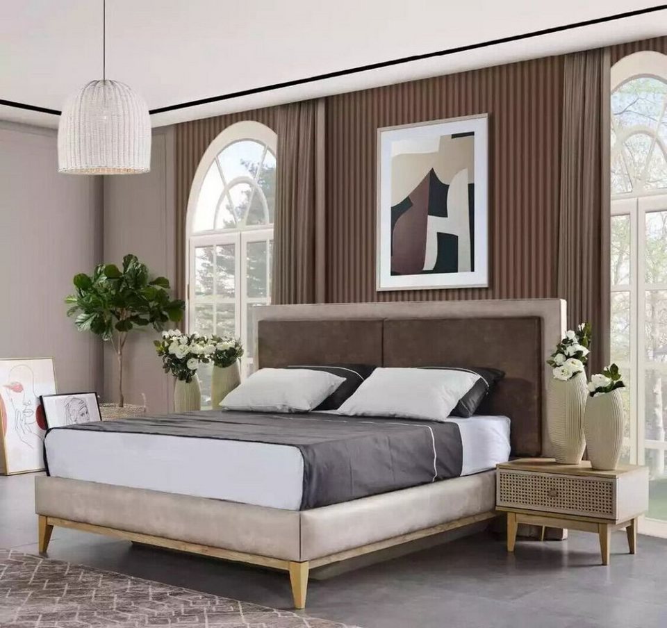 Jvmoebel Schlafzimmer Set Bett 2x Nachttische 3tlg Klassisch